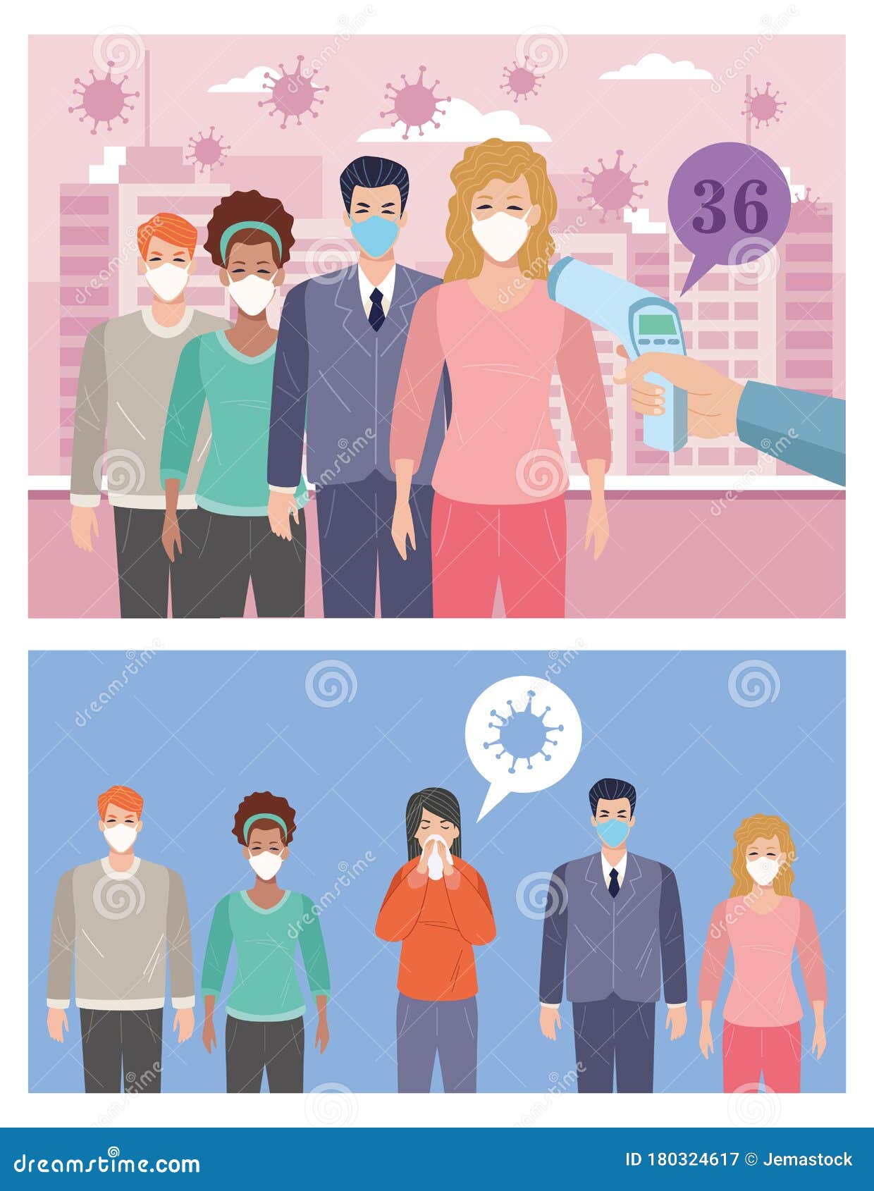 People Using Face Masks in Temperature Check Point for Covid19 Stock ...