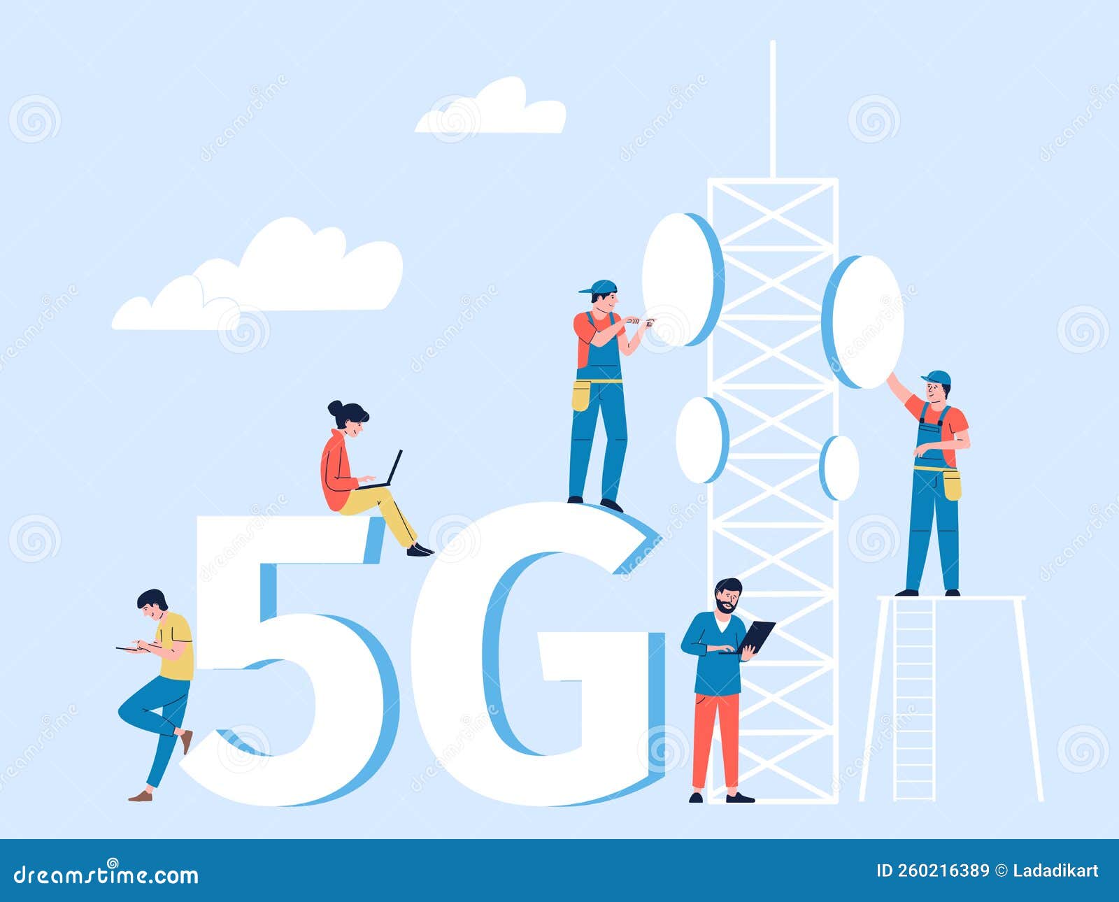 People Using 5g Internet Connection. Wifi Waves, Secure Web Connect in ...