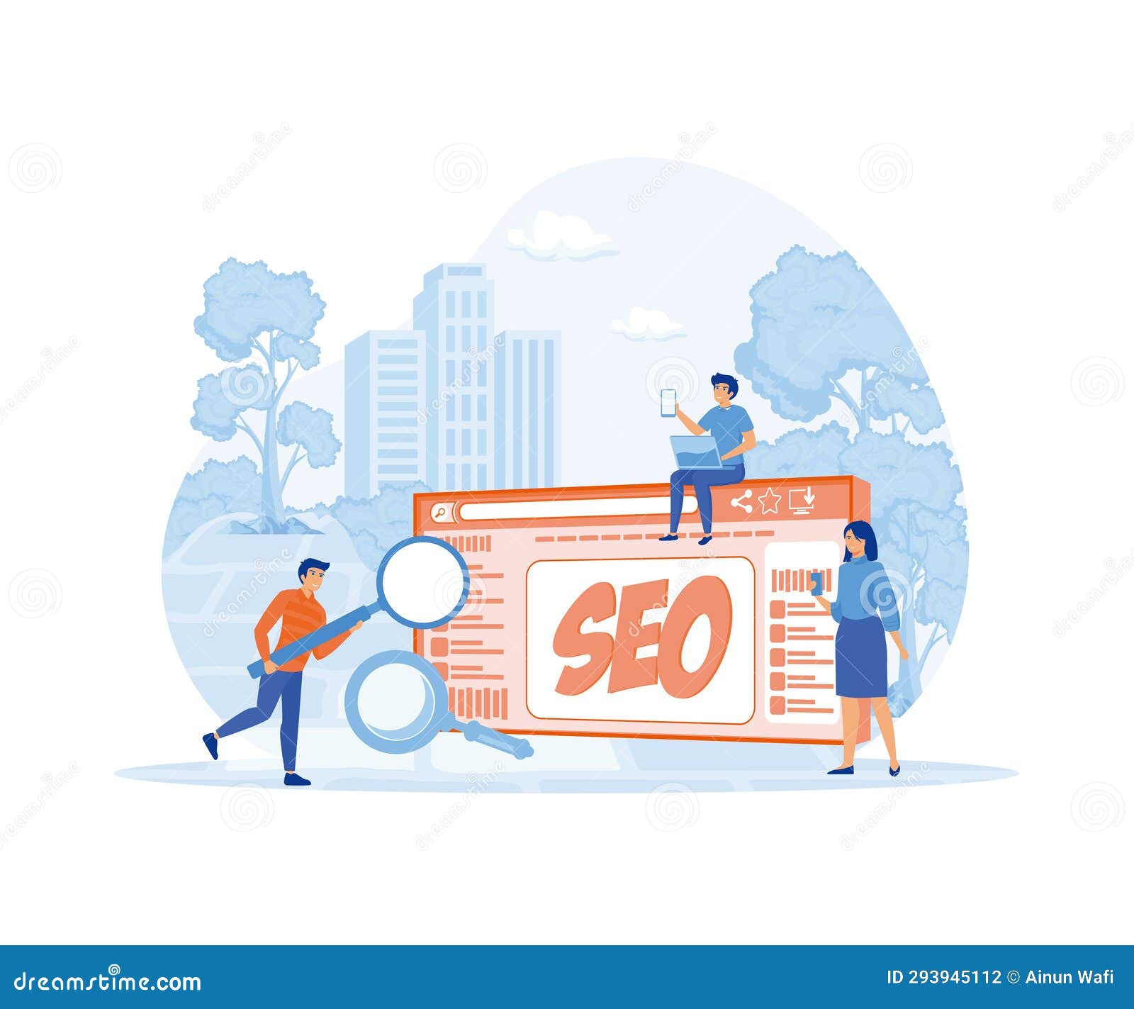 People Using Laptops and Phones for Online Query. Stock Vector ...