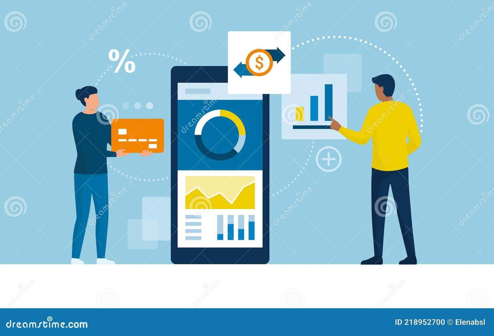 People Using a Mobile Banking App Stock Vector - Illustration of credit ...