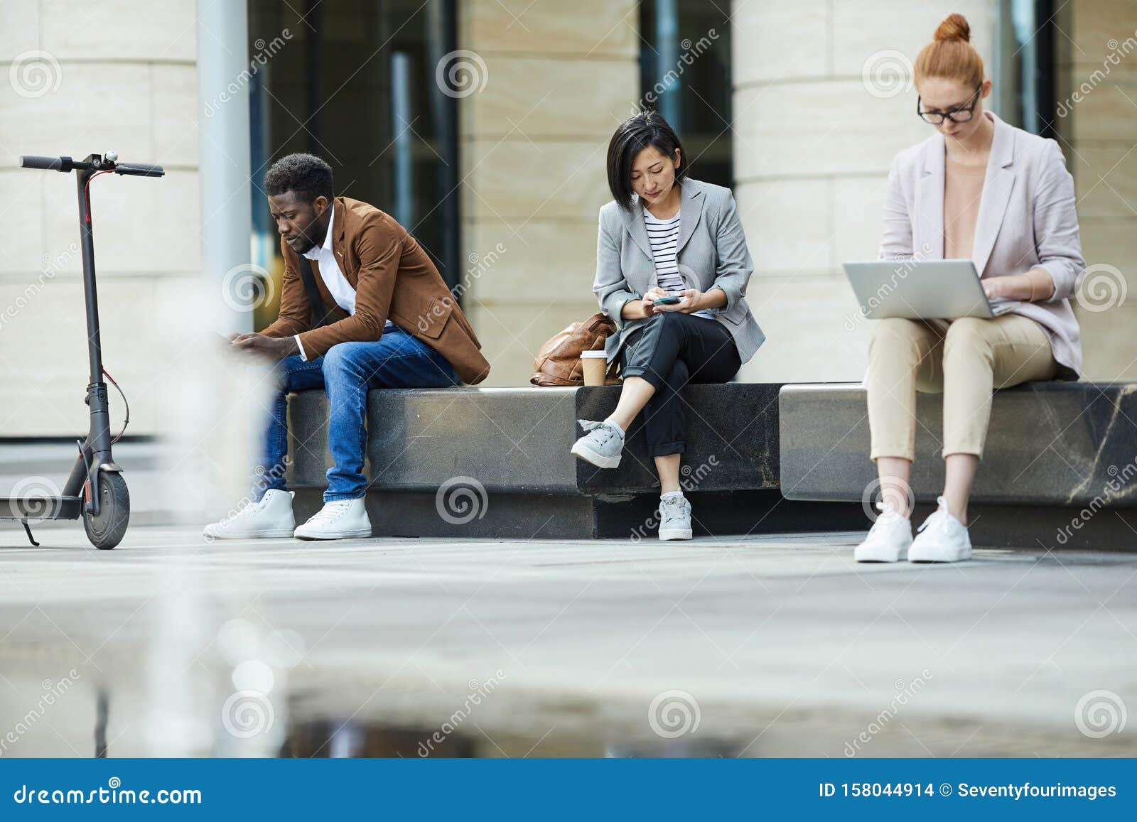 People Using Mobile Devices Outdoors Stock Photo - Image of internet ...