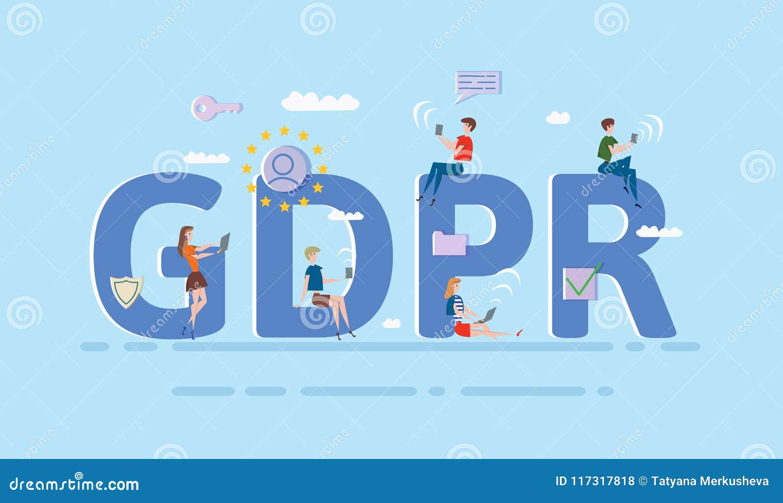 GDPR, Letters, Polygon, Black-white Cartoon Vector | CartoonDealer.com ...