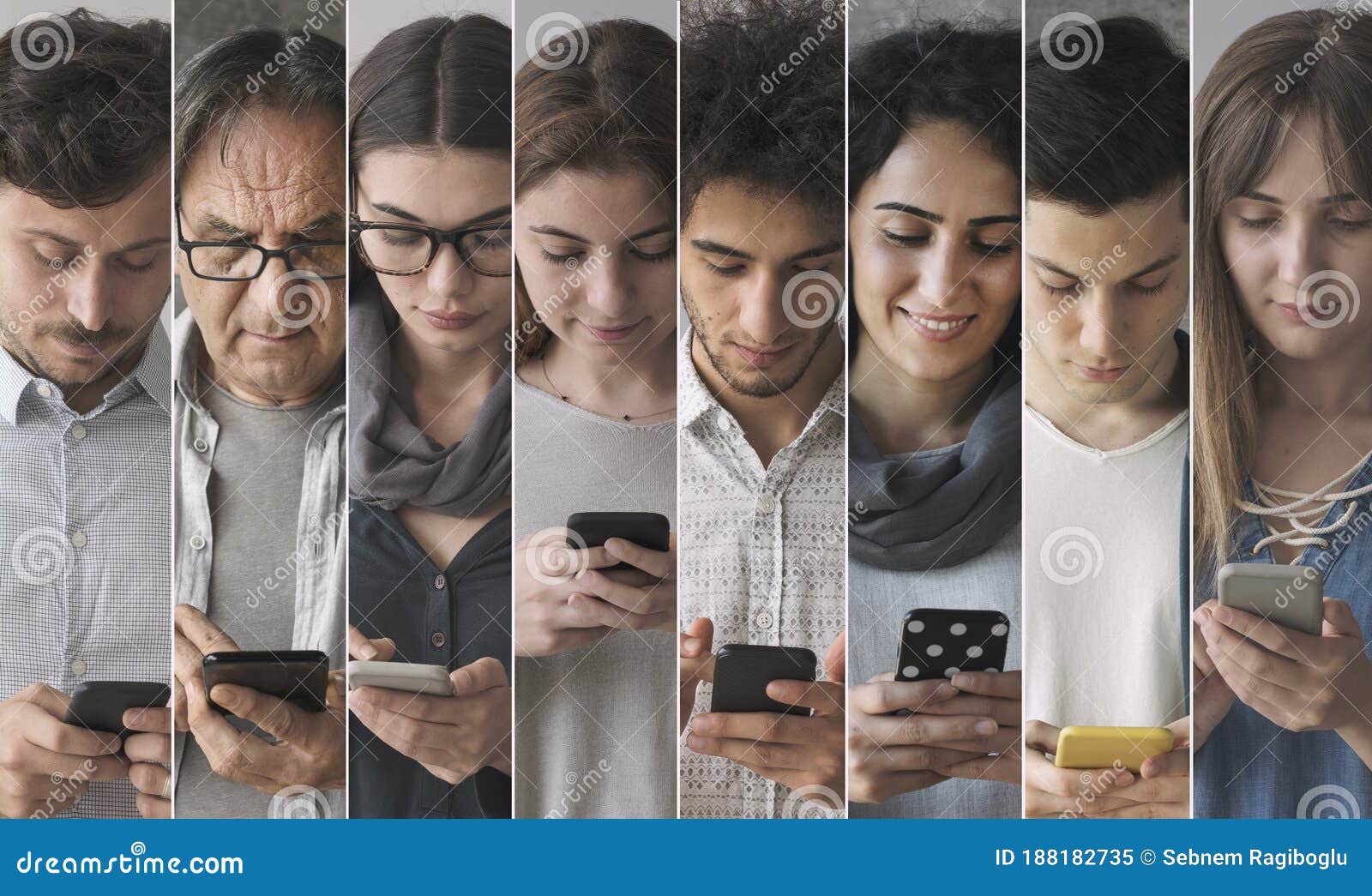 People Using the Mobile Phone Stock Image - Image of group, internet ...