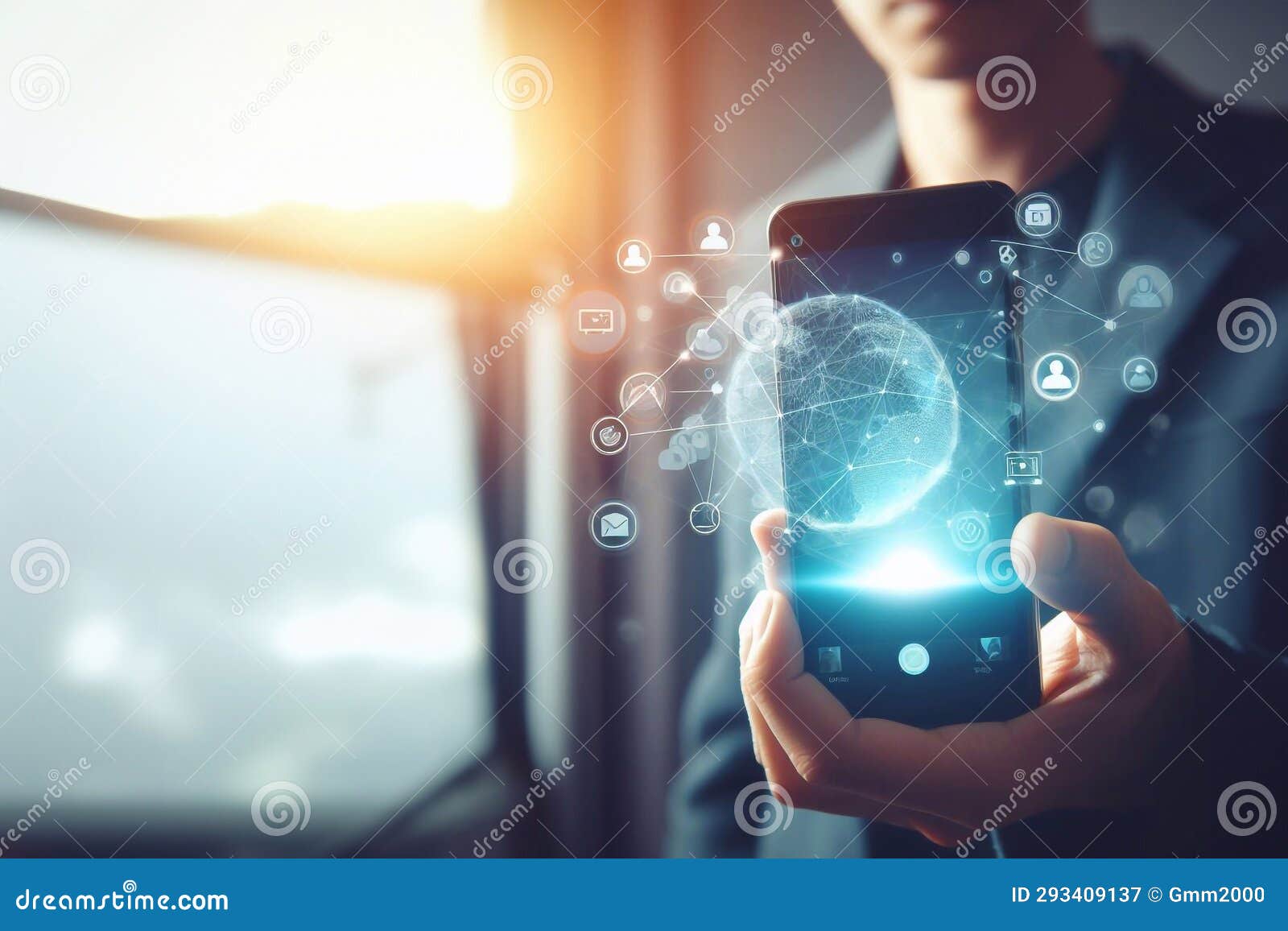 People Using Mobile Phones with Holographic Graphics on Internet ...