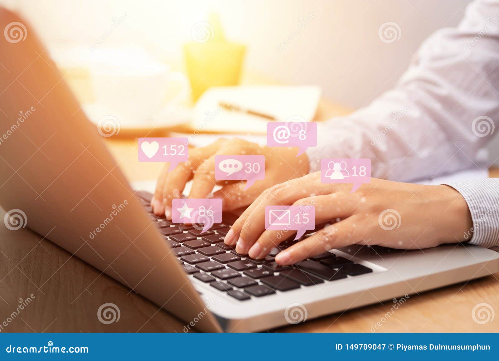 People Using Notebook Computer Laptop for Social Media Interactions ...