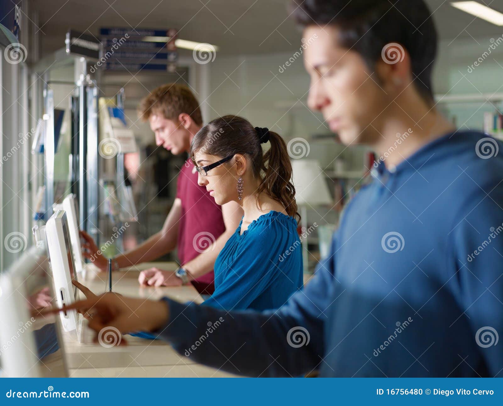 People using pc in library stock photo. Image of computer - 16756480