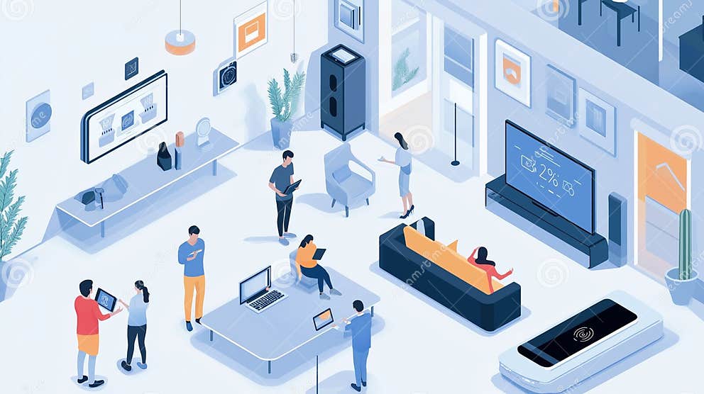 People Using Personal Devices, Smart Home Devices Stock Image - Image ...