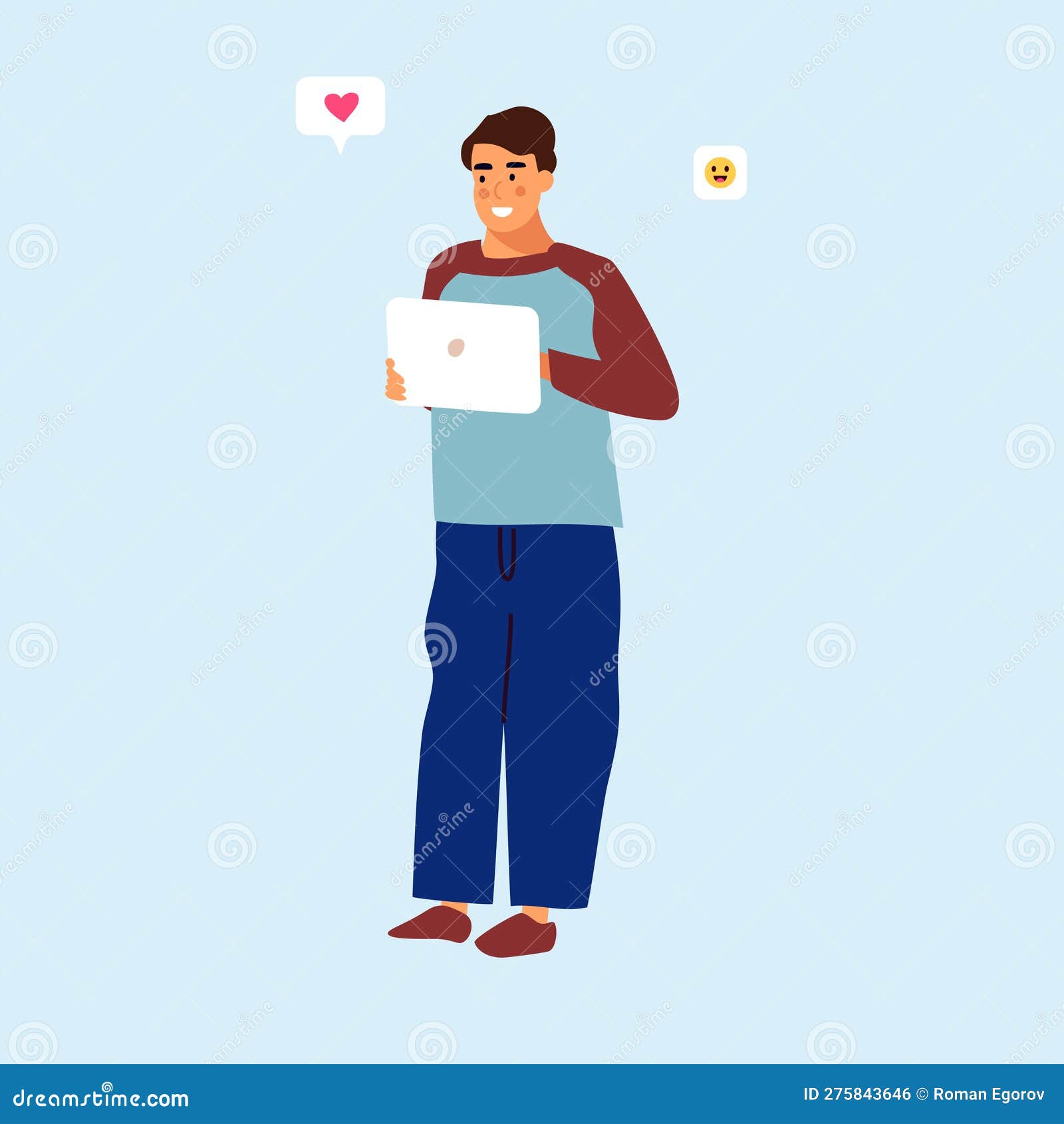 People Using Phone. Male Character with Smartphone. Web Messenger ...