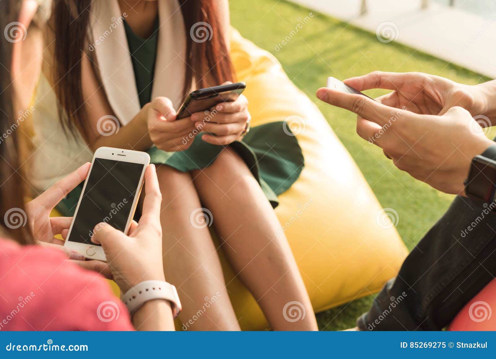 People Using Smartphone, Tablet Stock Image - Image of online, media ...