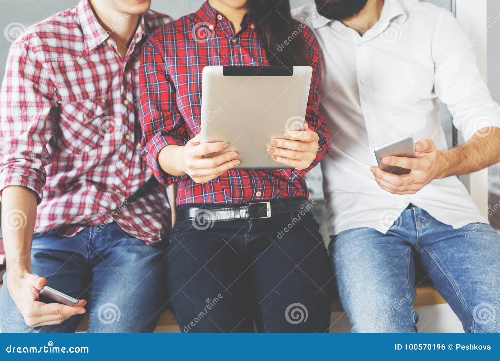 People Using Tablet and Smartphone Stock Photo - Image of device ...