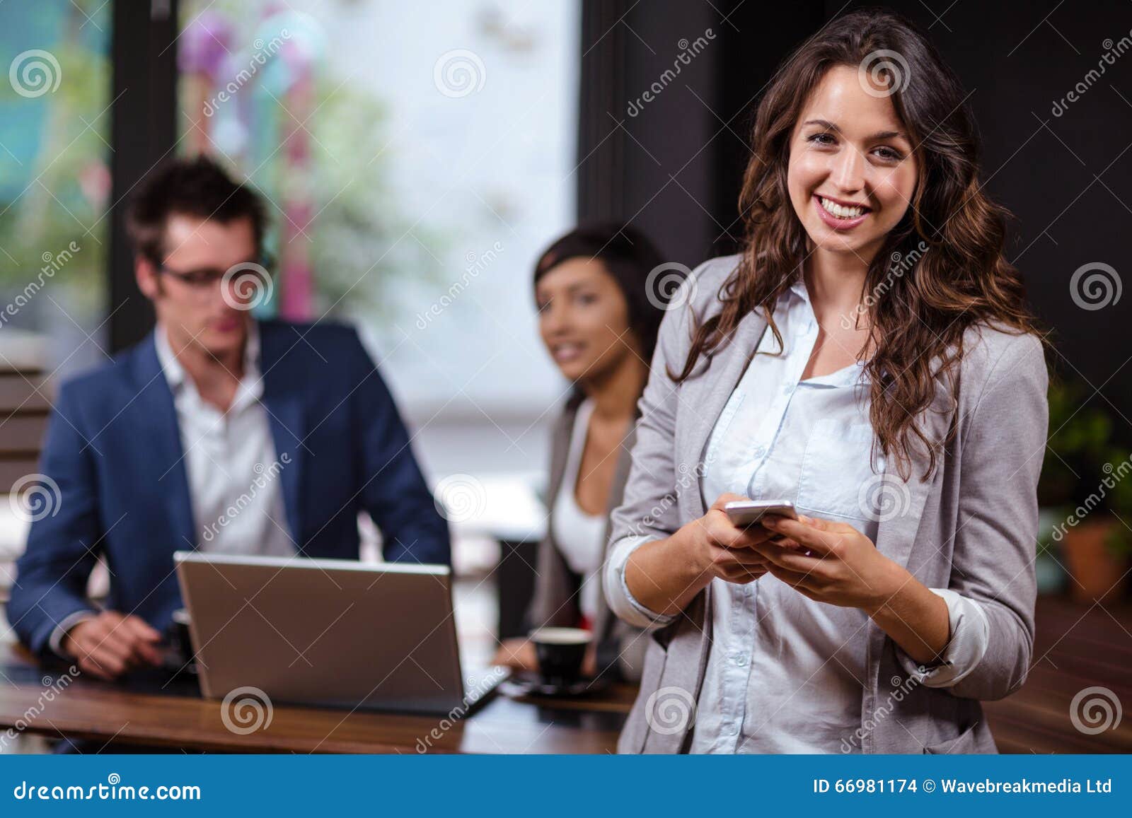 People using technology stock photo. Image of three, restaurant - 66981174