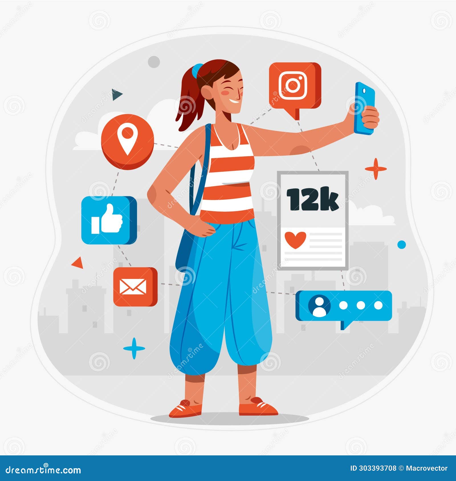 People Using Technology Composition Stock Illustration - Illustration ...