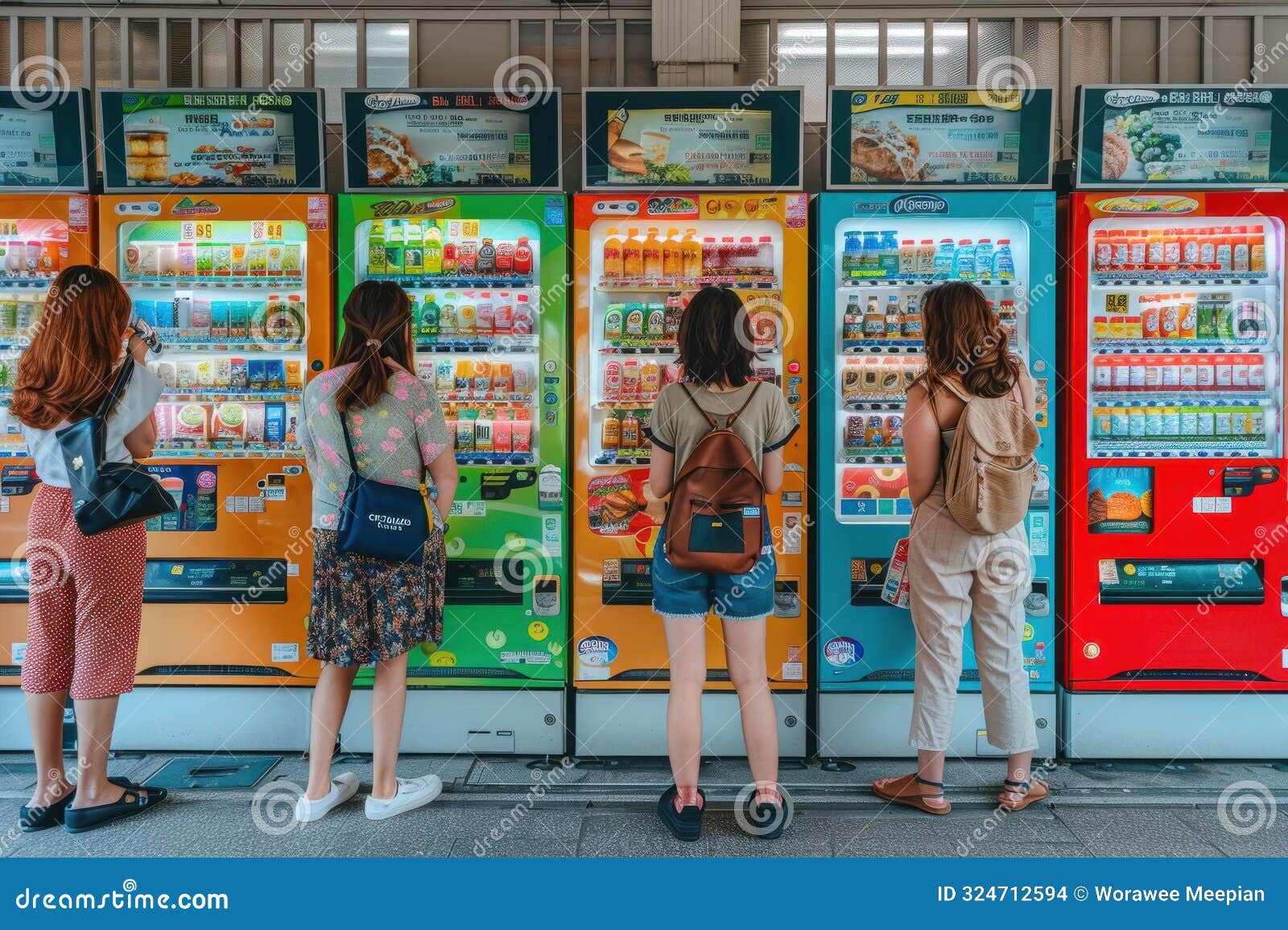 People Using Vending Machines and Payment by Smartphone Stock ...