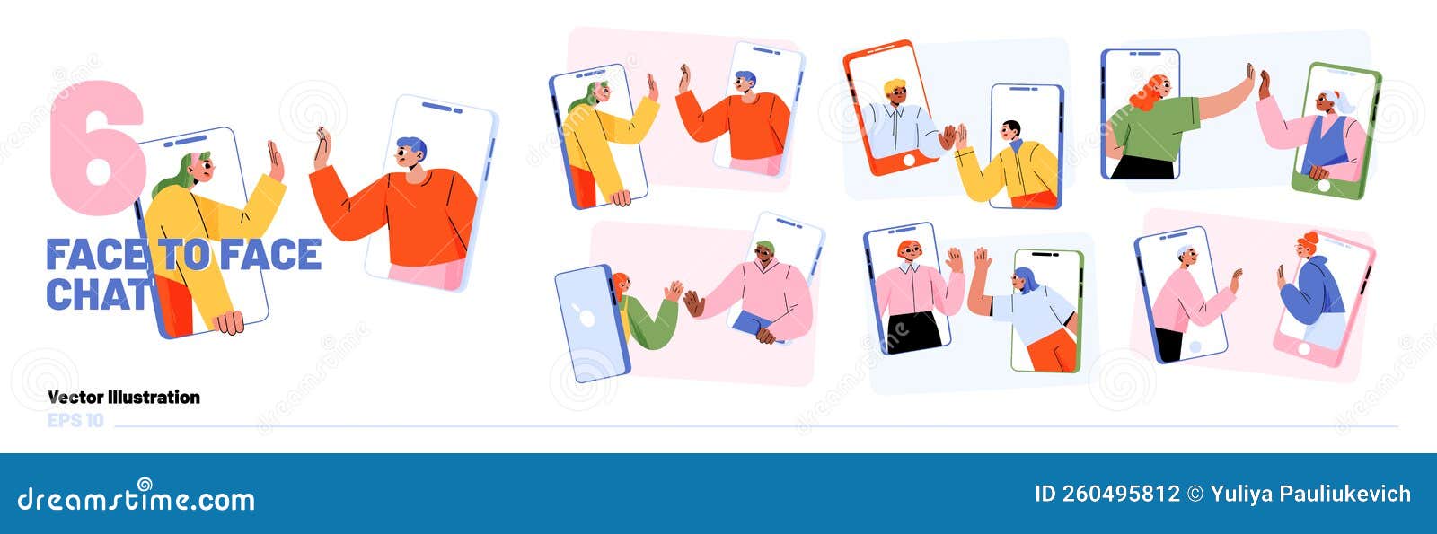 People Using Video Chat App on Smartphone Stock Illustration ...