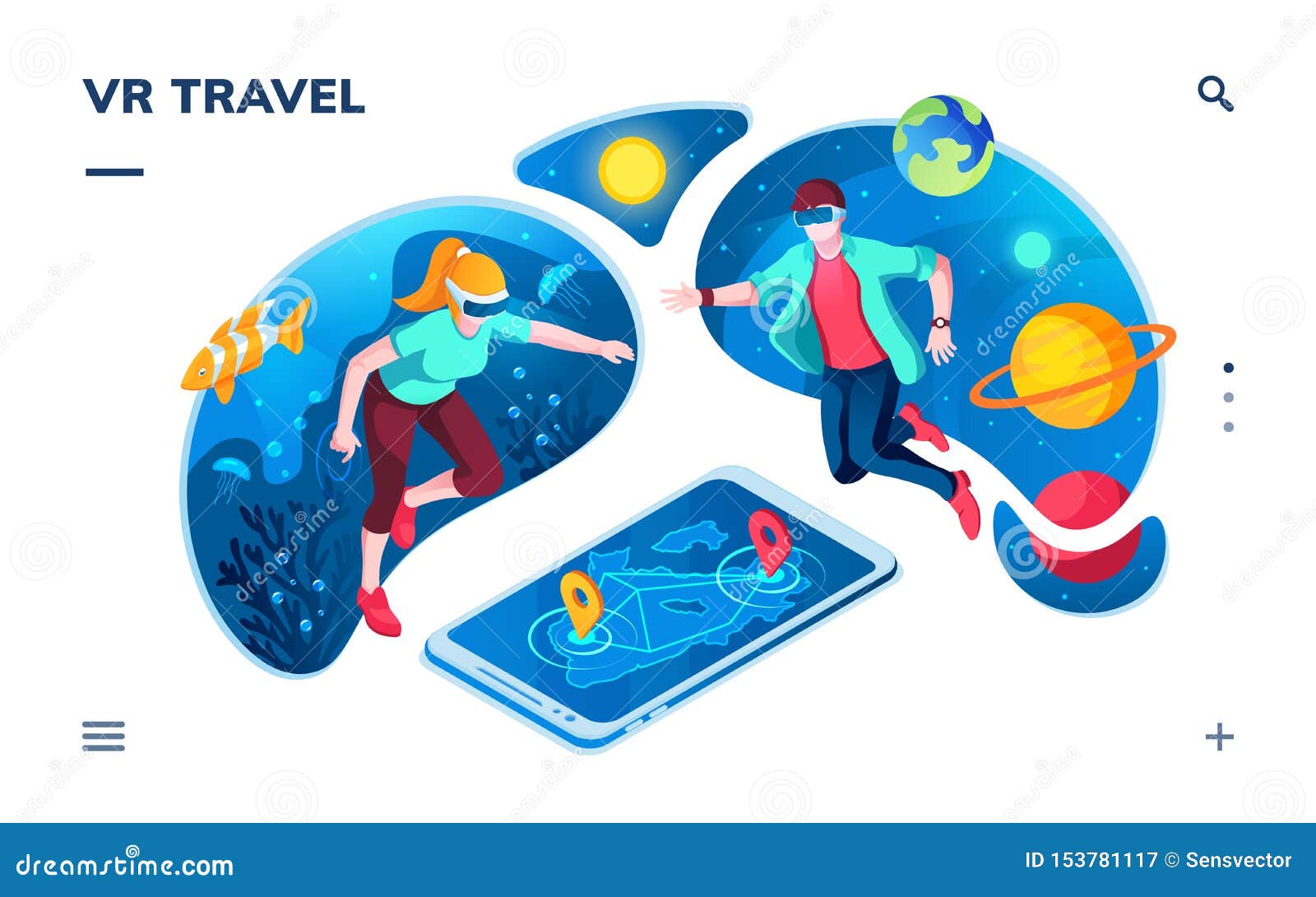 People Using Virtual Reality or VR for Travel Stock Vector ...