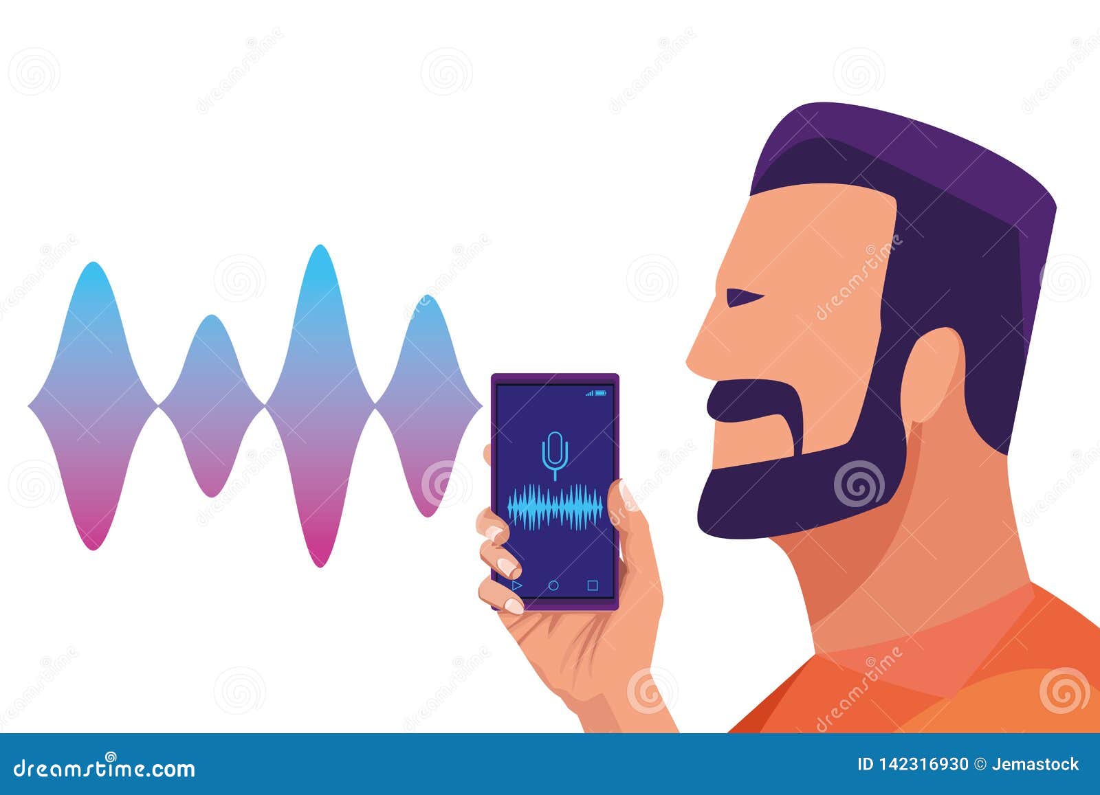 People Using Voice Recognition Stock Vector - Illustration of ...