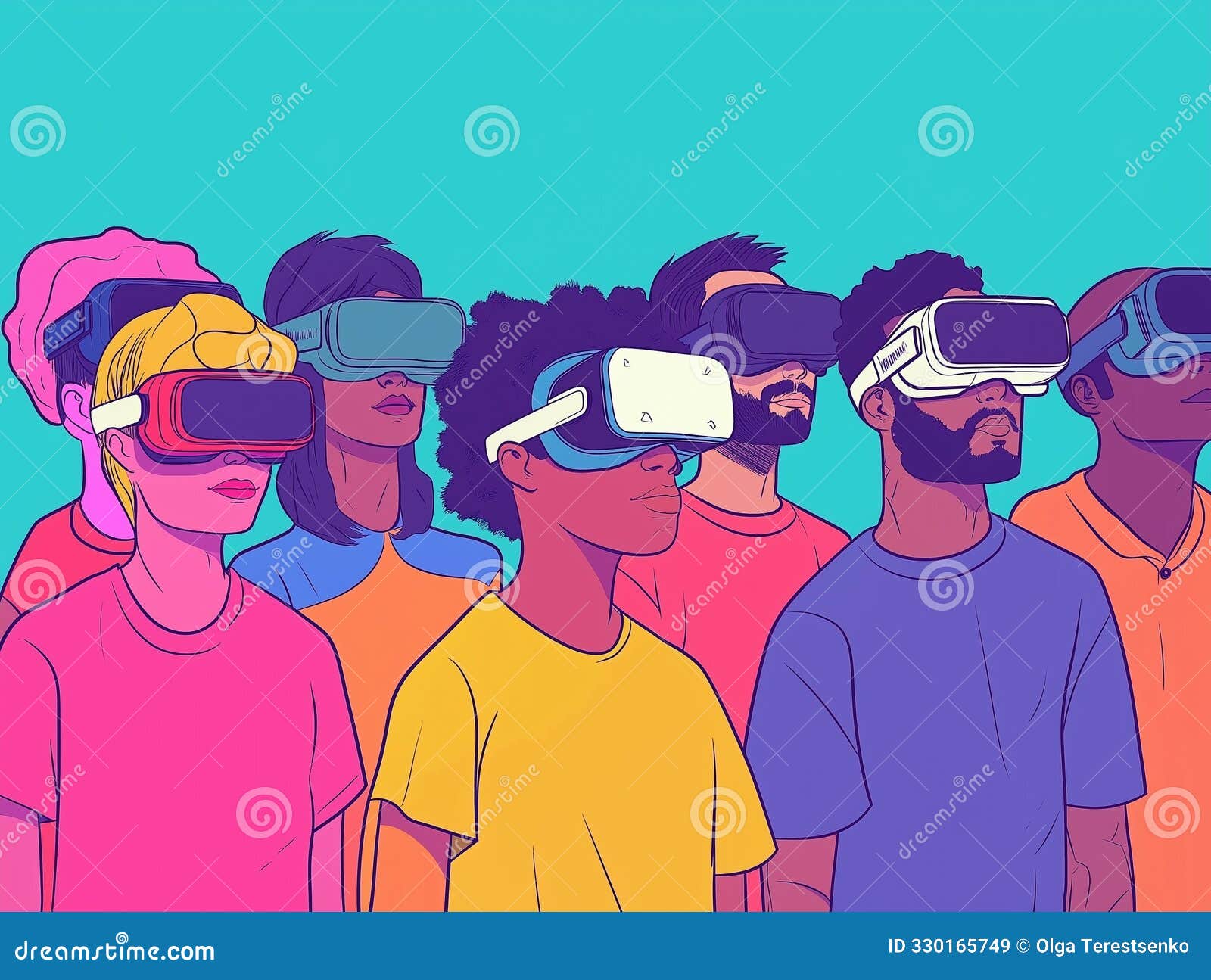 People Using VR in Cartoon Style. Good for Any Project. Stock ...