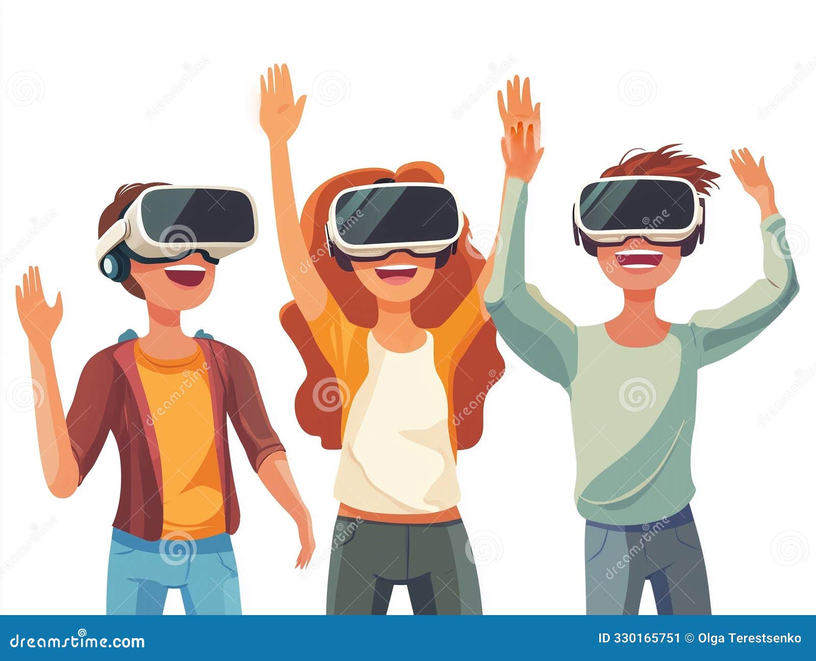 People Using VR in Cartoon Style. Good for Any Project. Stock ...