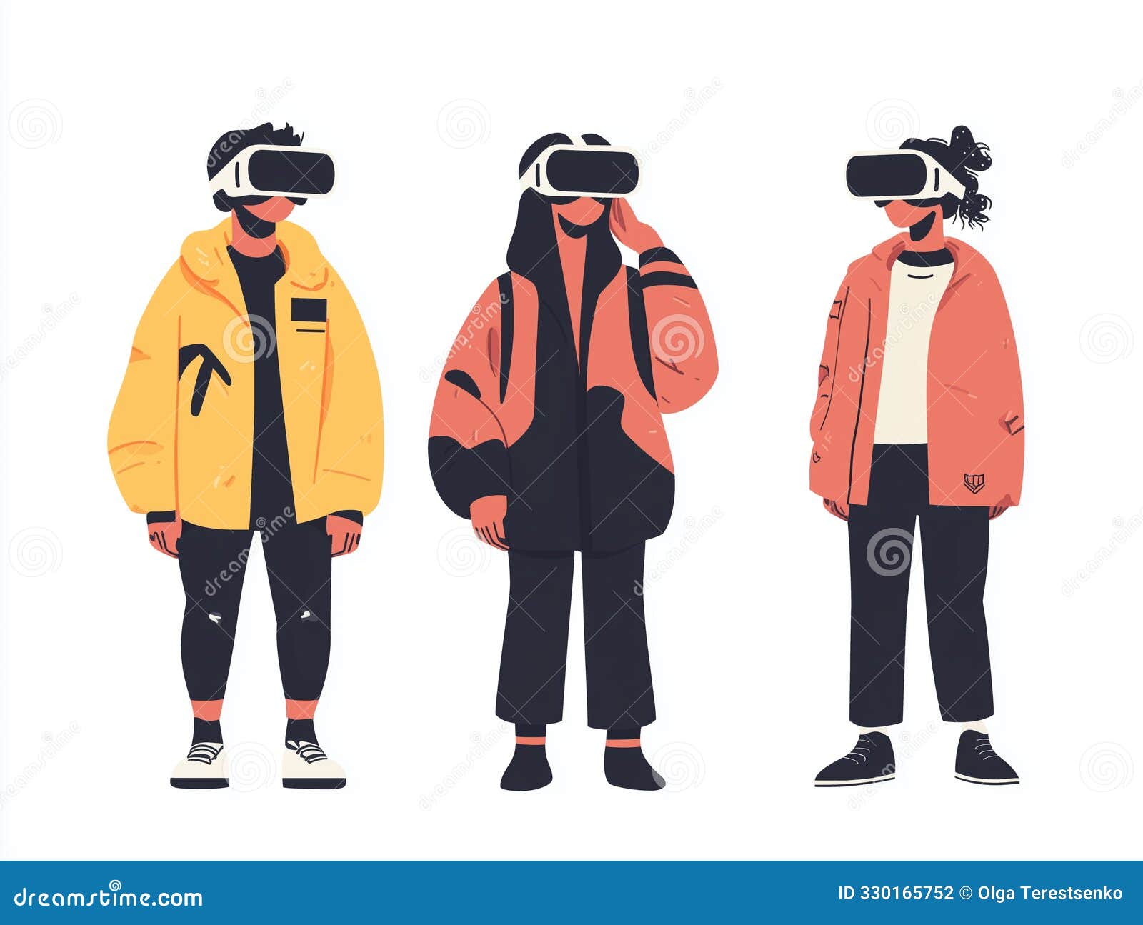 People Using VR in Cartoon Style. Good for Any Project. Stock ...