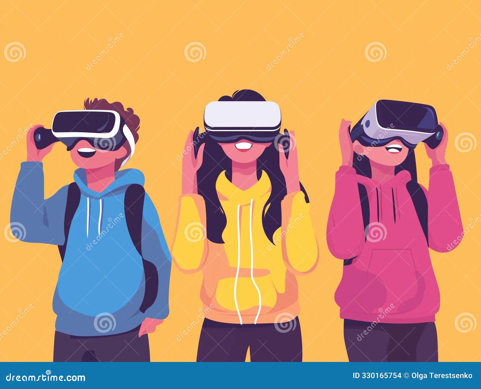 People Using VR in Cartoon Style. Good for Any Project. Stock ...
