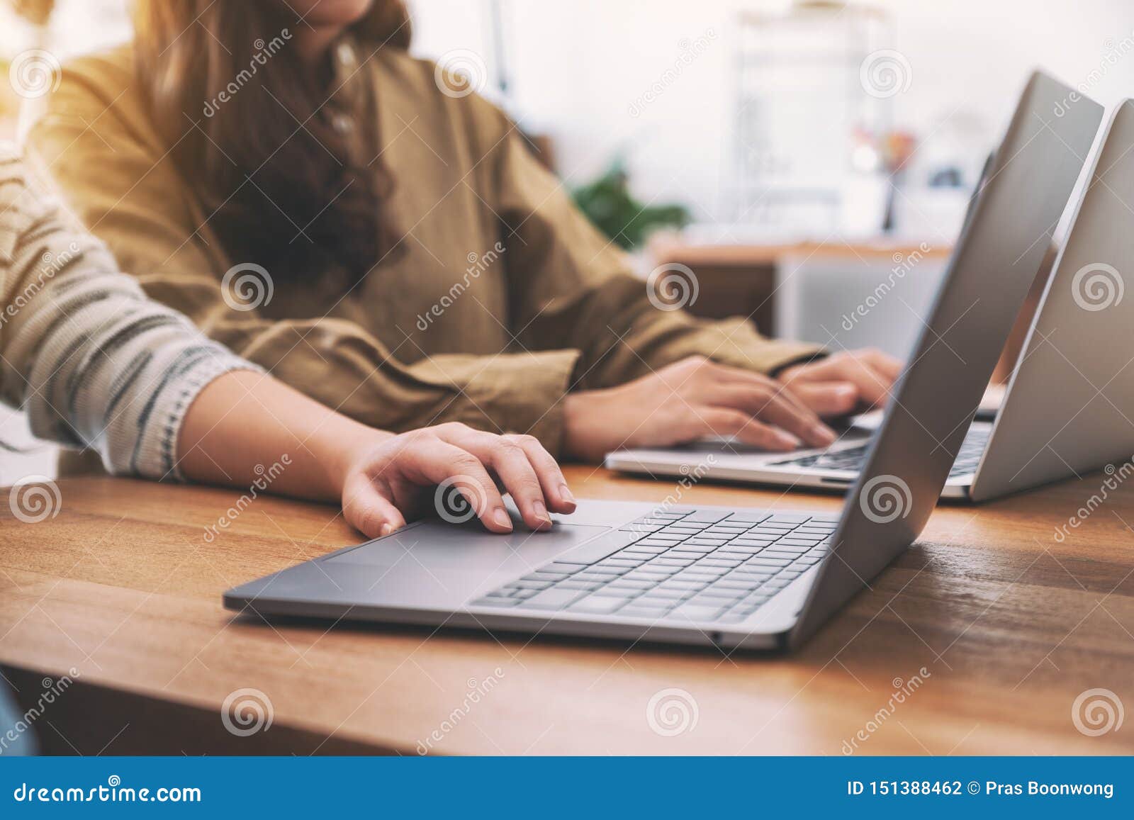 People Using and Working on Laptop Computer Together Stock Photo ...