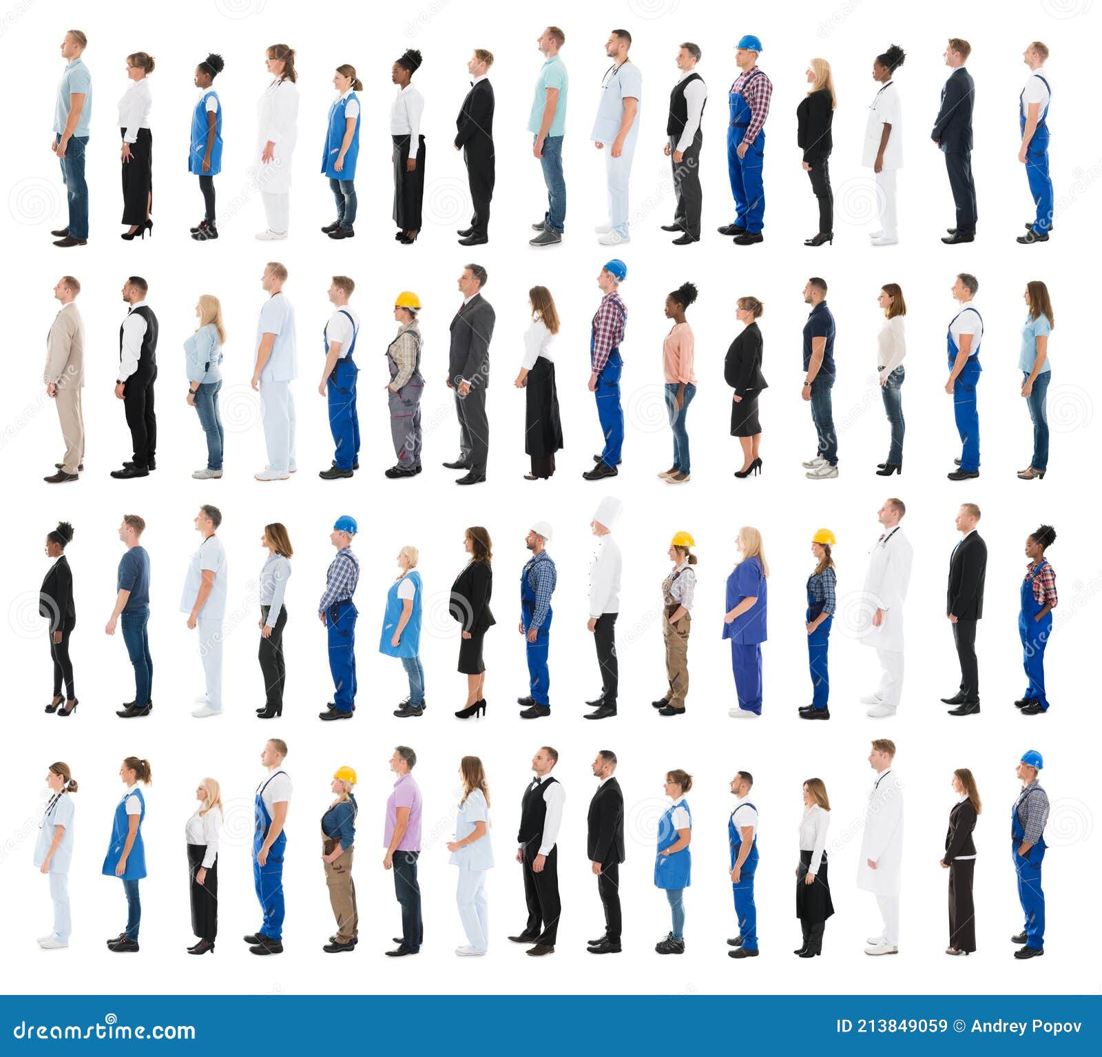 People with Various Profession Standing in Line Stock Image - Image of ...
