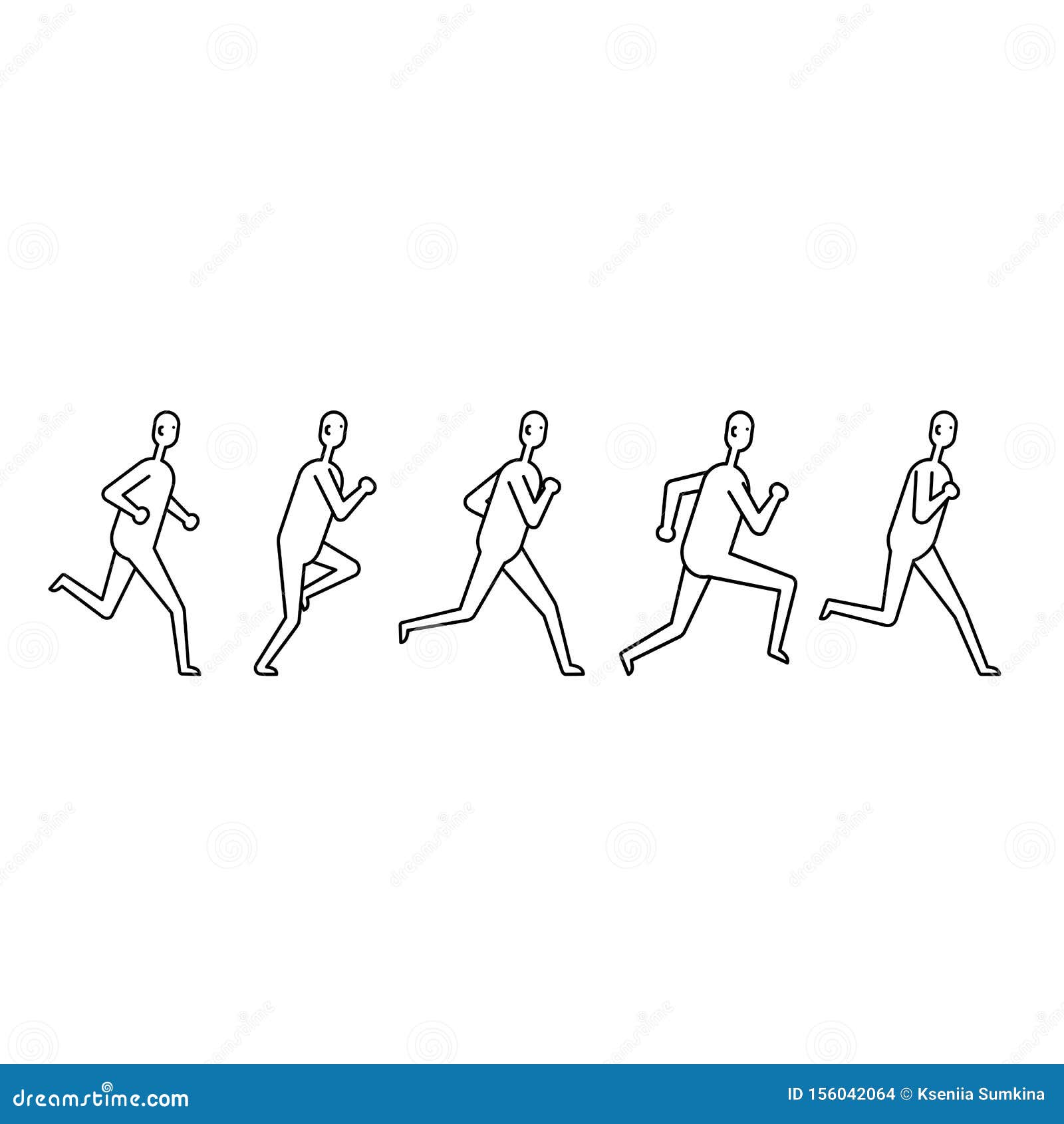 People Various Running Position on White Icon Set Stock Illustration ...