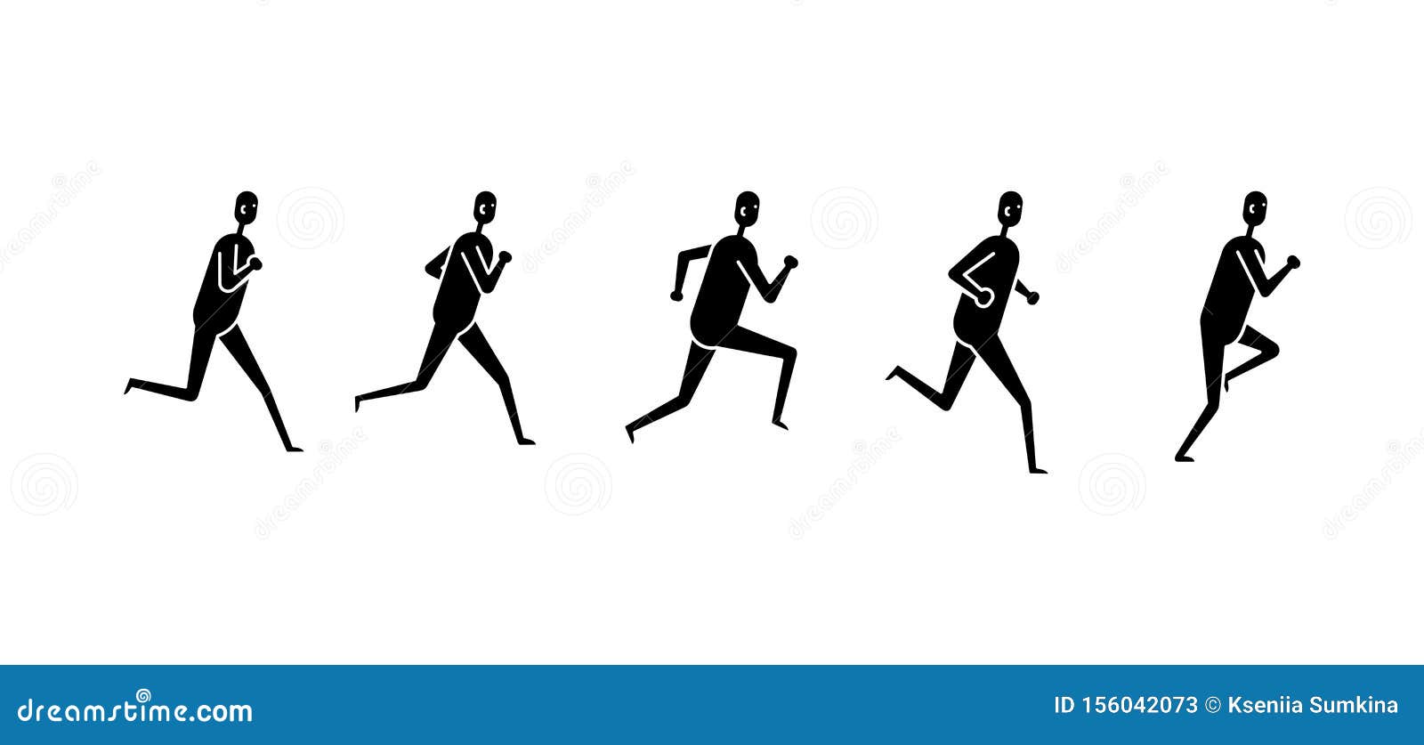 People Various Running Position on White Icon Set Stock Illustration ...