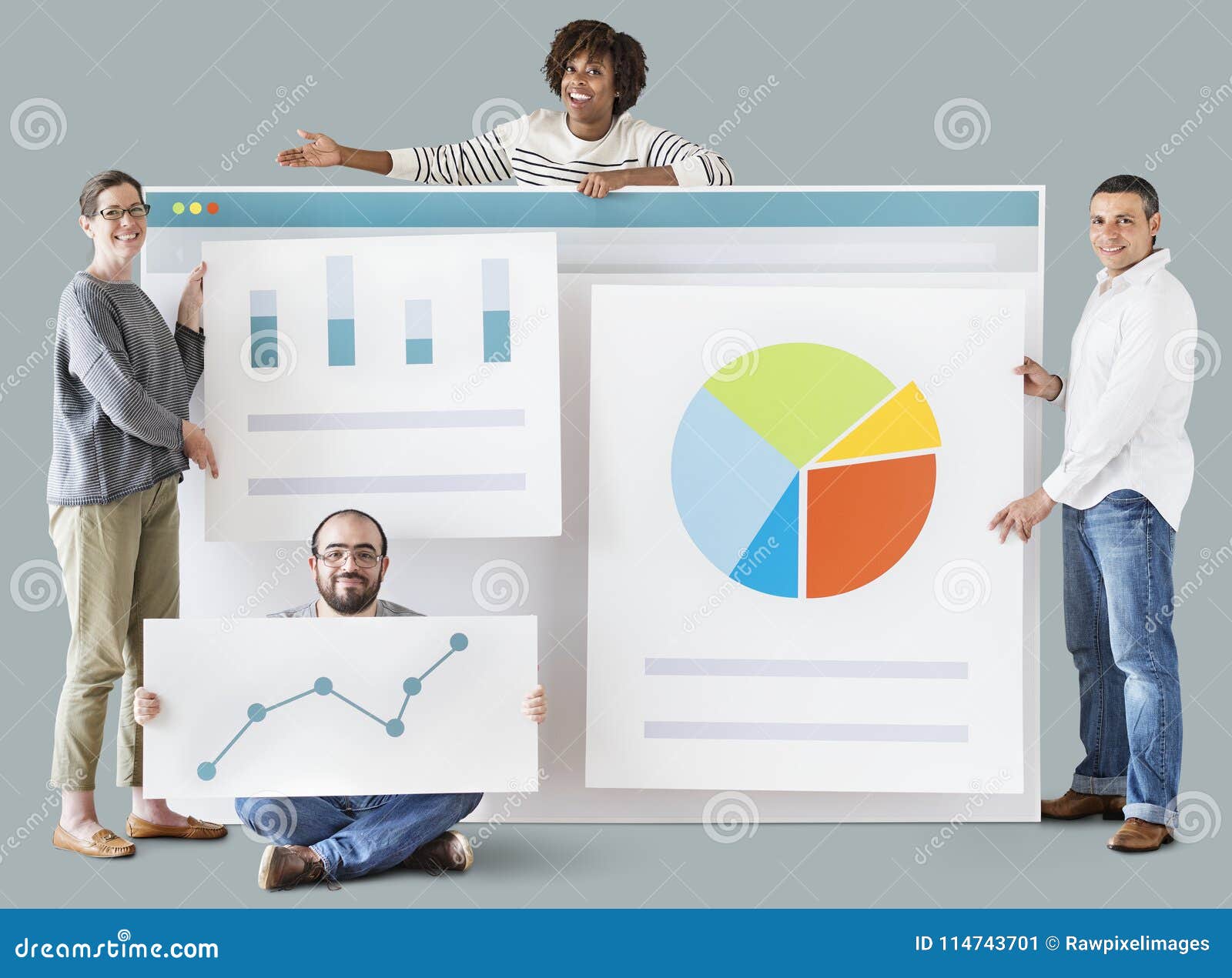 People with Various Statistics and Graphs Stock Image - Image of goals ...