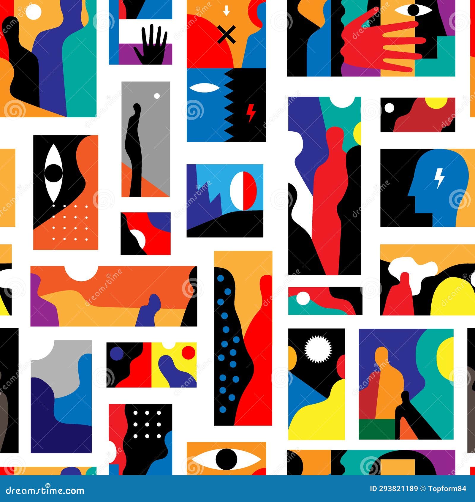 People Psychology Seamless Vector Background , Abstract Illustration ...