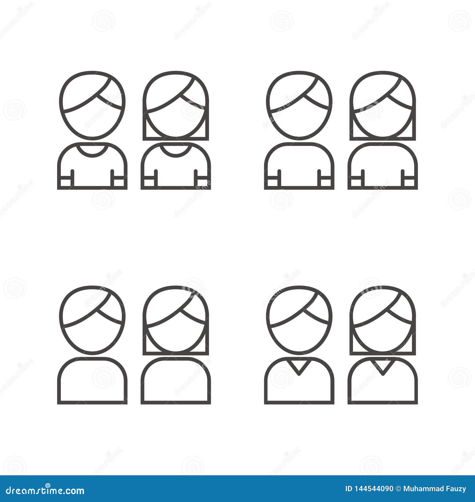 Set of People Icon with Outline Design Stock Vector - Illustration of ...