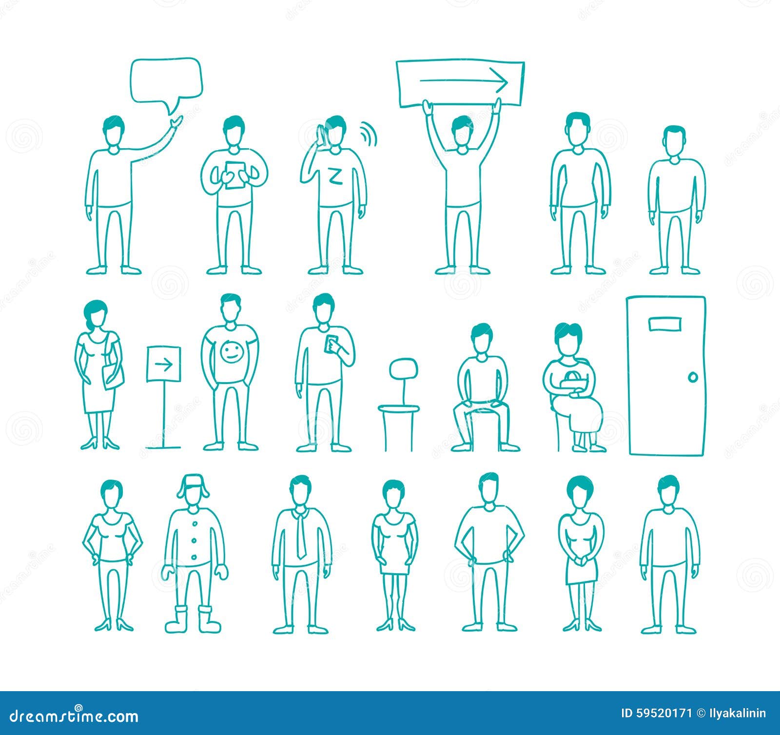 Queue At Job Interview Office Design Vector Illustration. Business ...