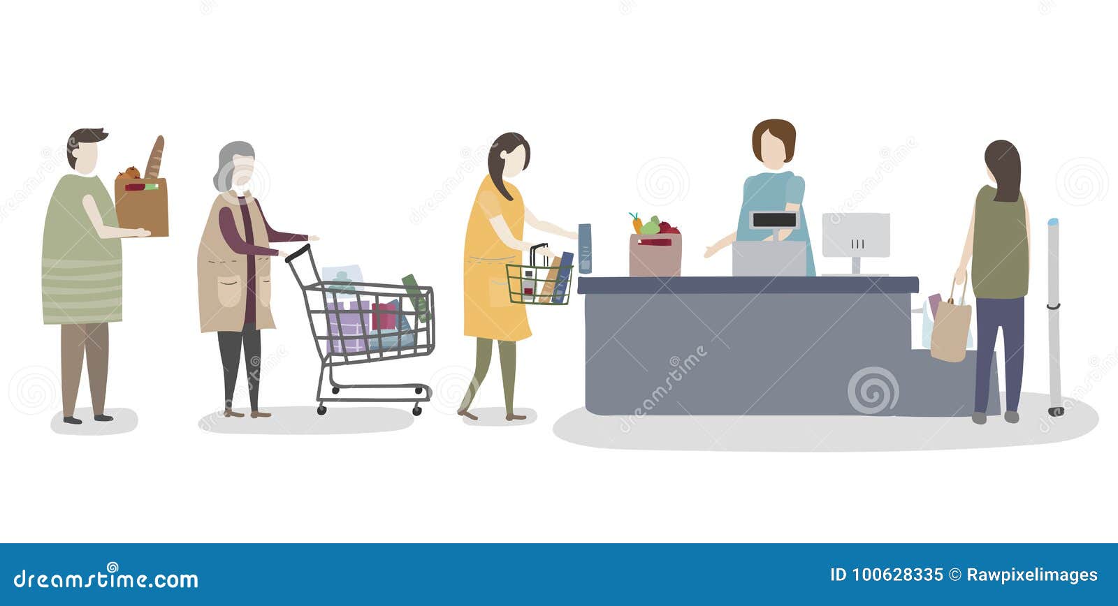 Vector of People Paying at Cash Counter Stock Vector - Illustration of ...
