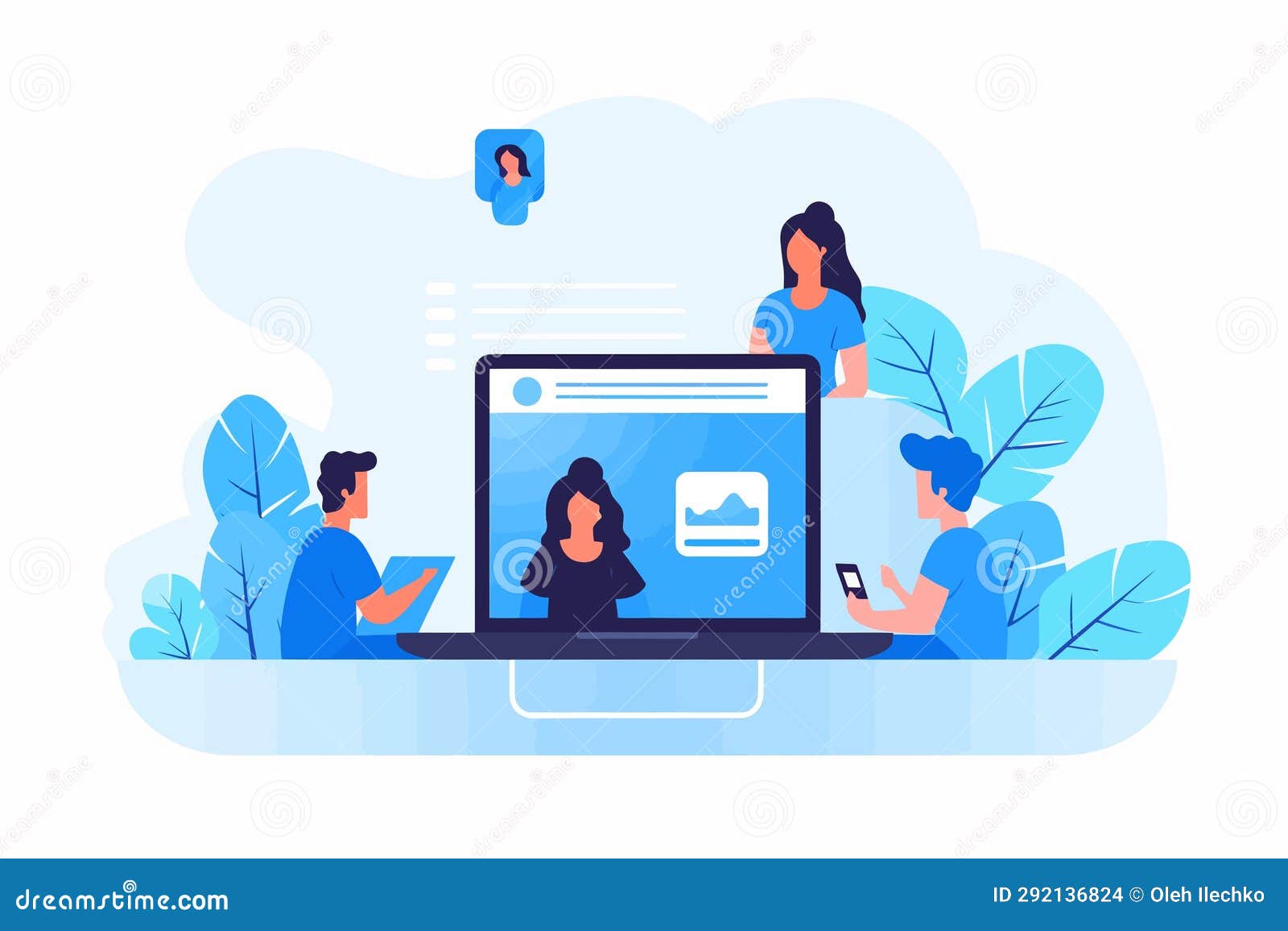 People on Video Call Vector Flat Minimalistic Isolated Vector Style ...