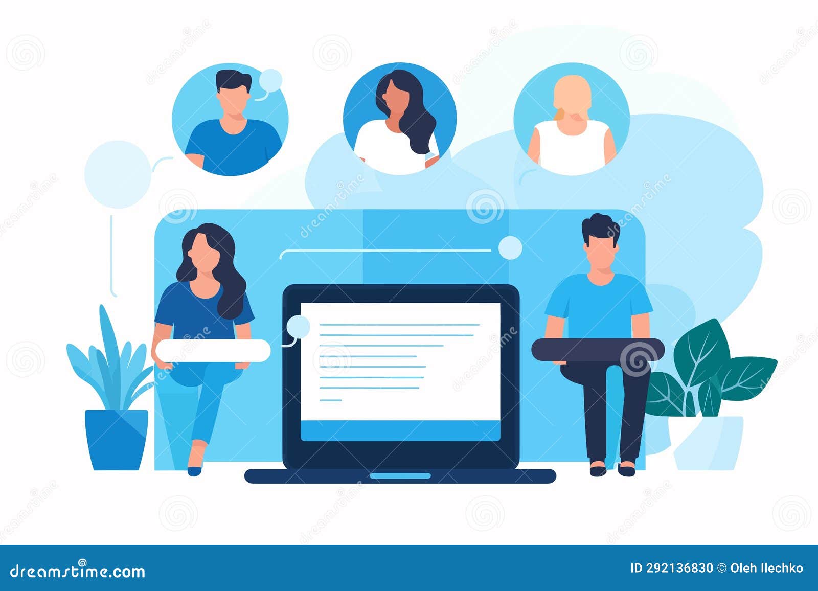 People on Video Call Vector Flat Minimalistic Isolated Vector Style ...