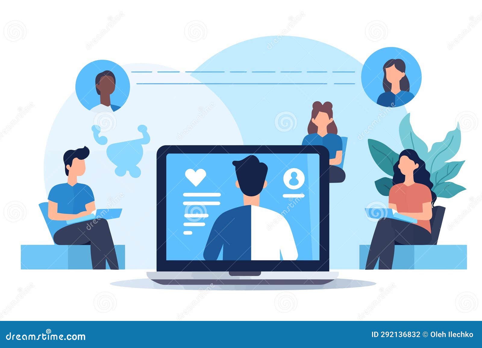 People on Video Call Vector Flat Minimalistic Isolated Vector Style ...