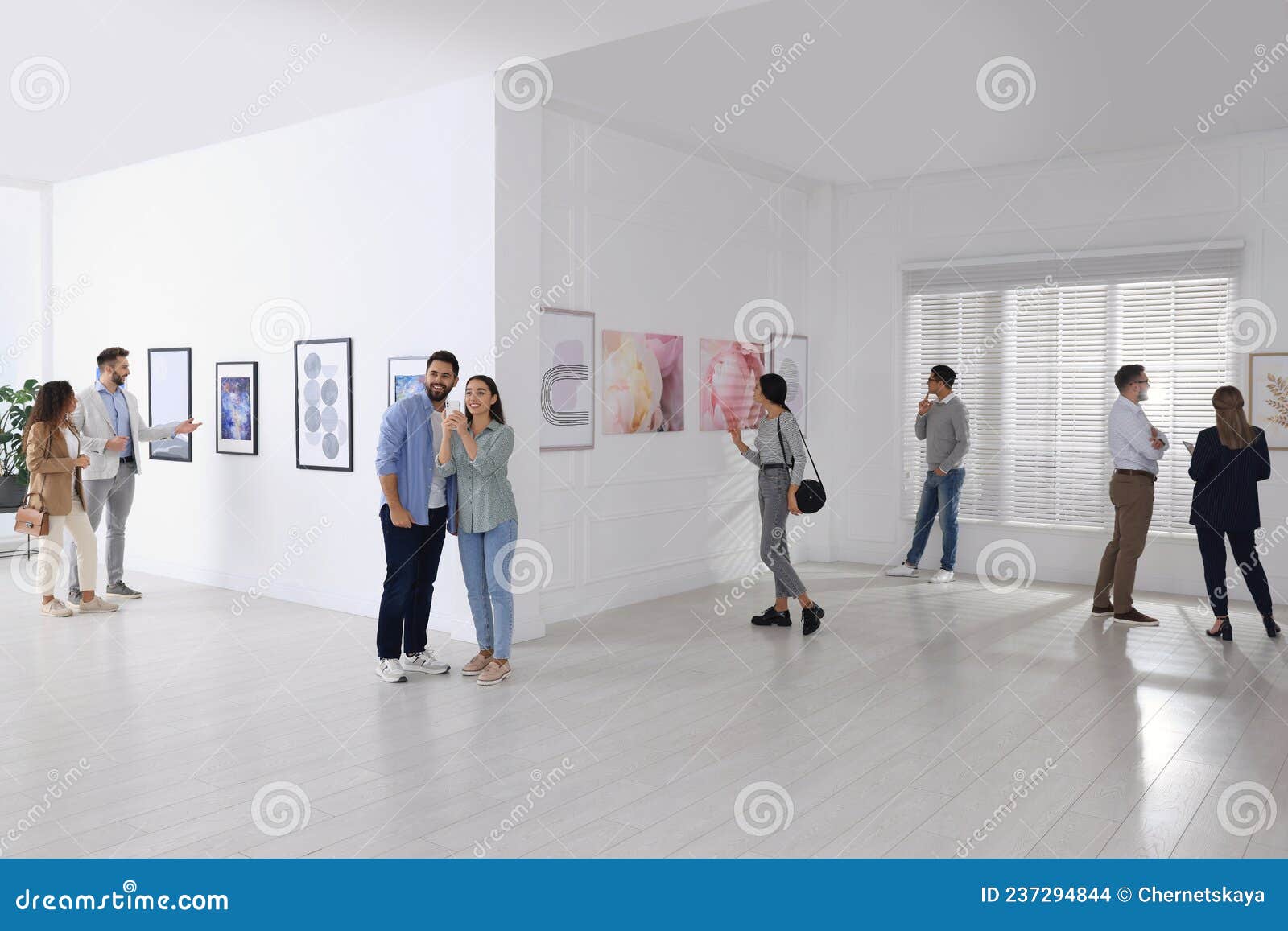 People Viewing Exposition in Modern Art Gallery Stock Photo - Image of ...