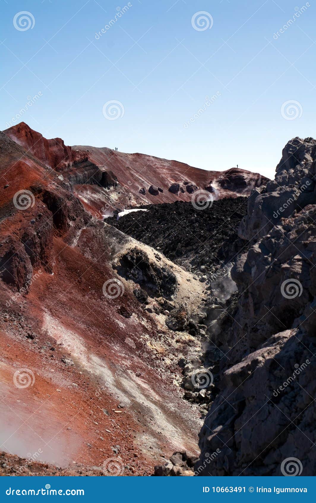 People on volcano stock image. Image of stone, kamchatka - 10663491
