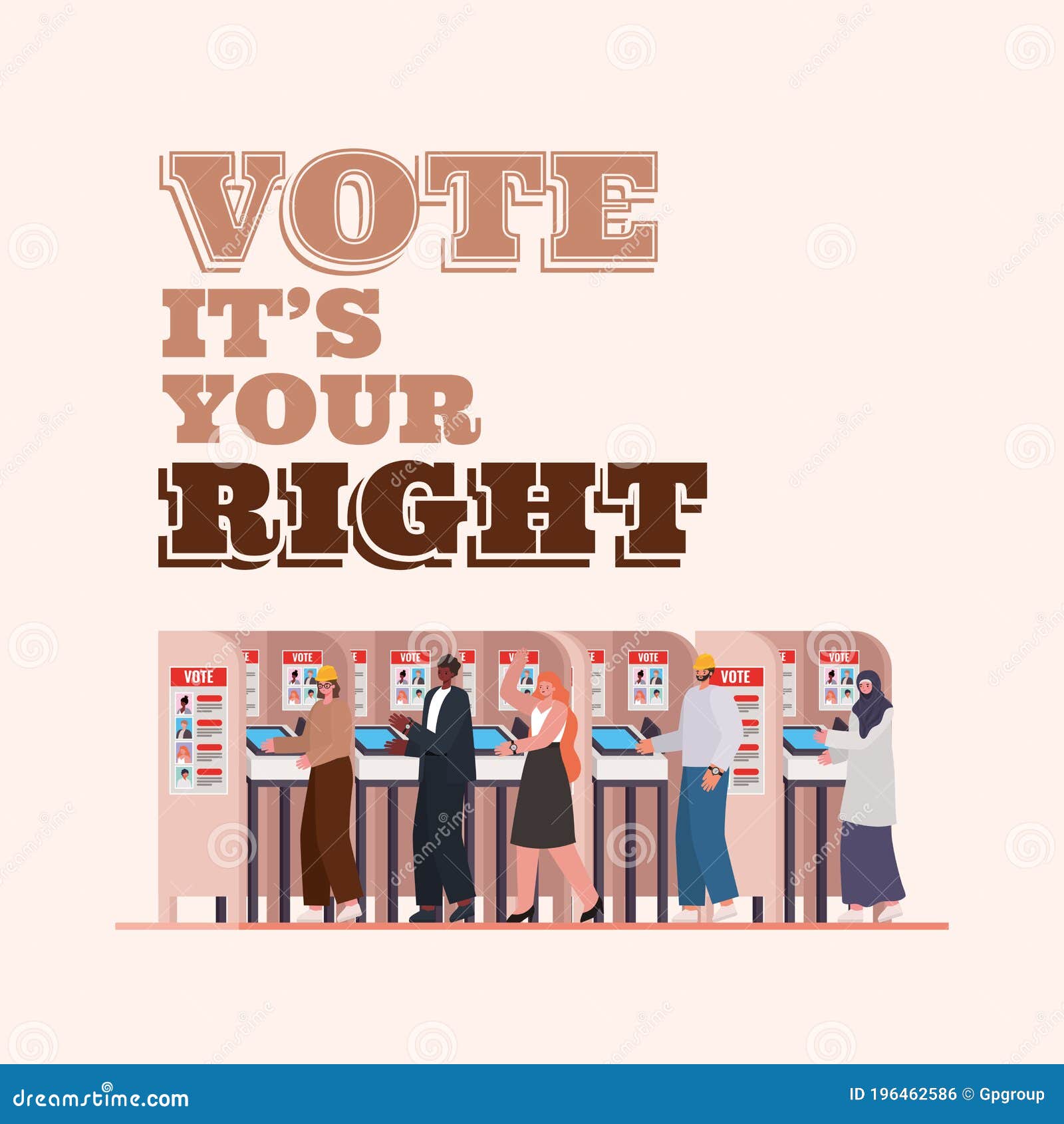 People at Voting Booth with Vote Its Your Right Text Vector Design ...