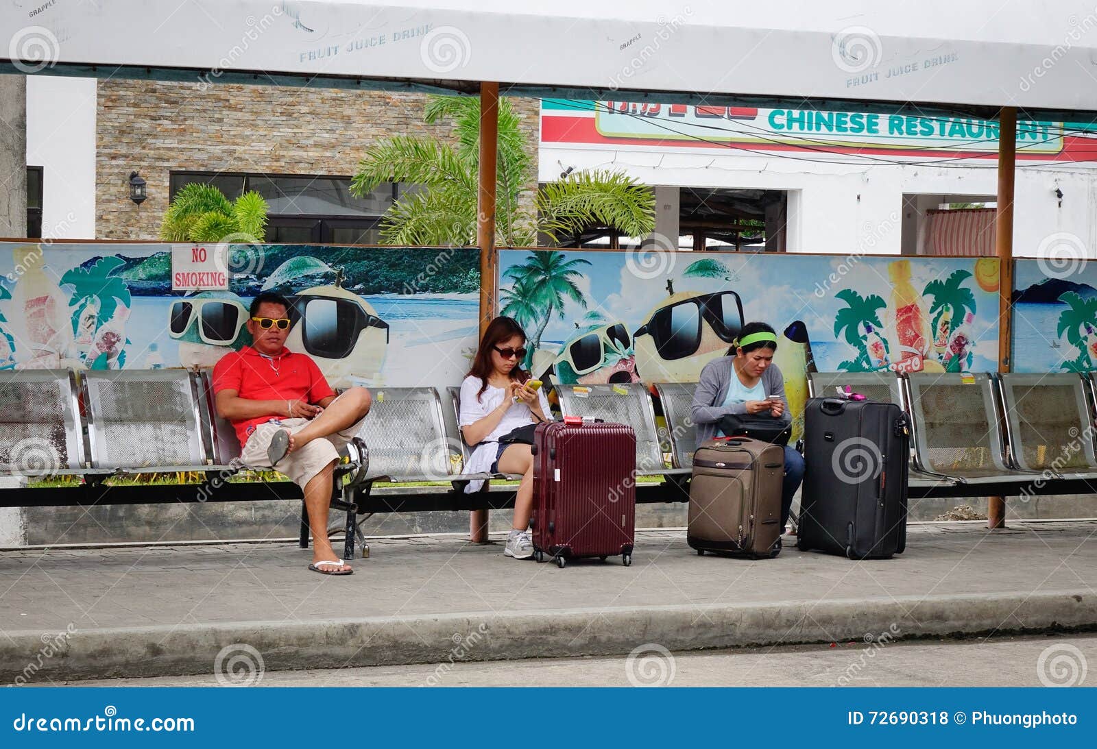 People Waiting for the Bus at Station in Boracay, Philippines Editorial ...