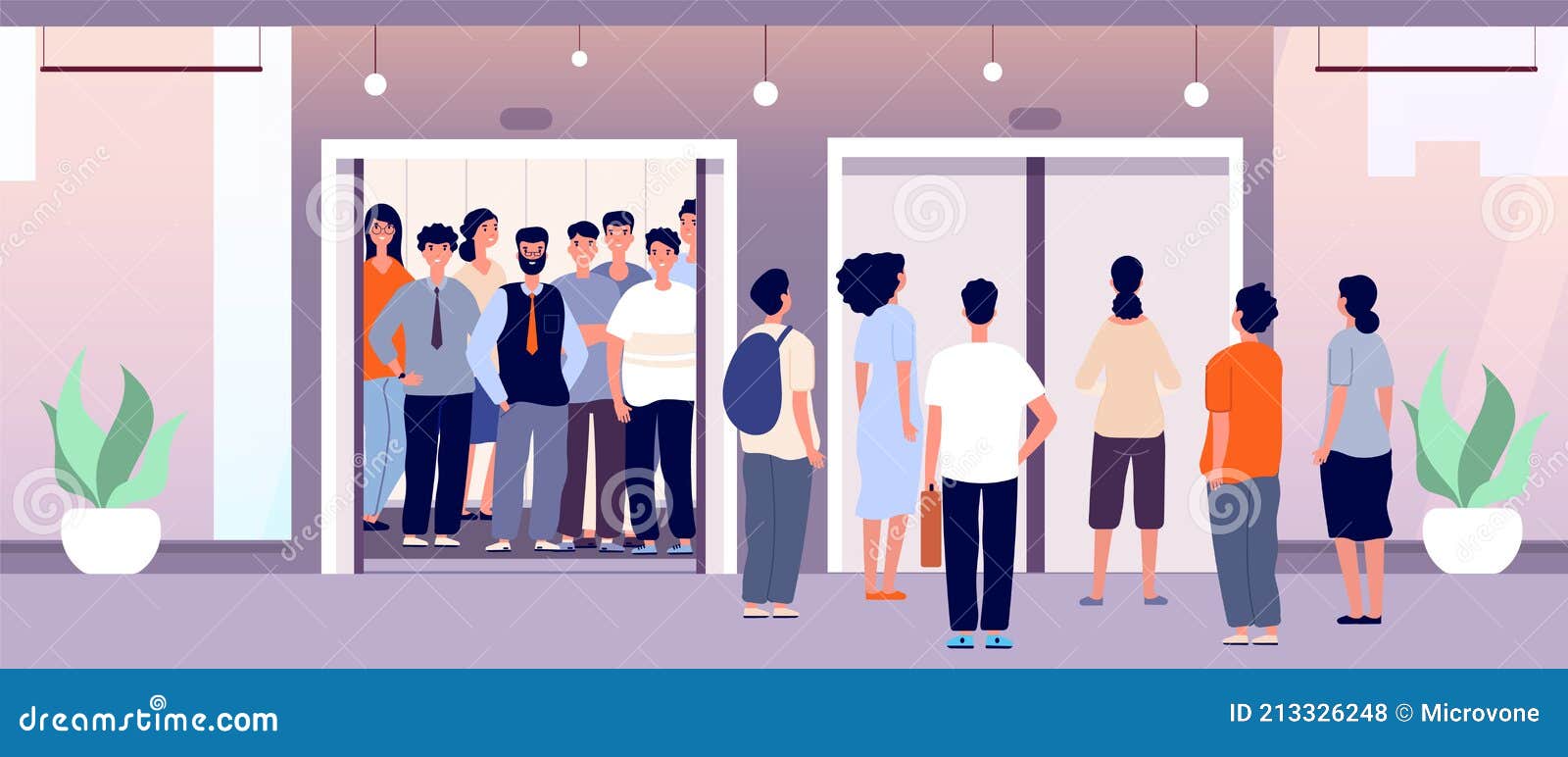 Passenger Crowd Inside Subway Train Or City Bus. Cartoon People ...