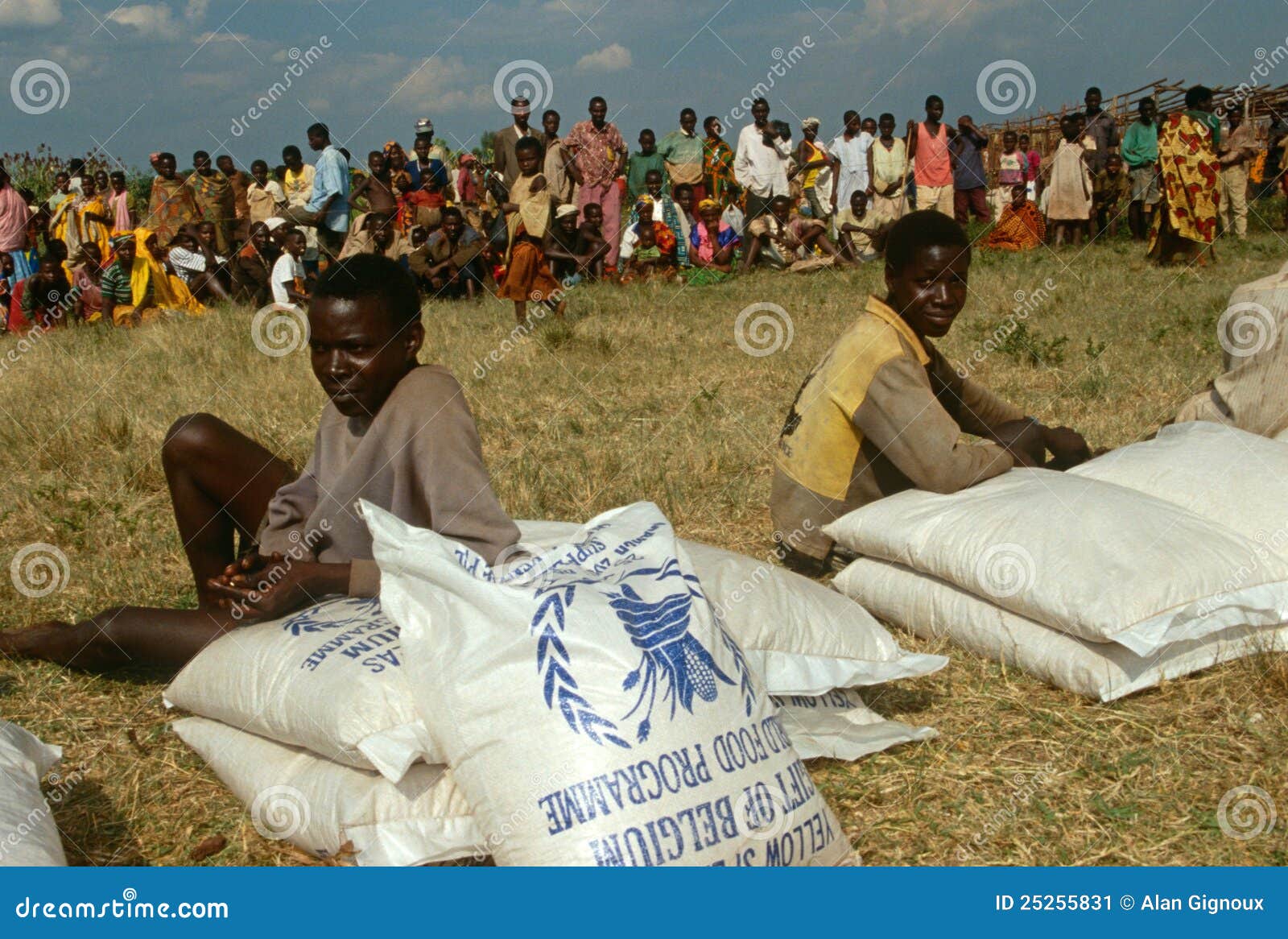 Food Distribution Line In A Public Place With Plates And Fruit On The ...