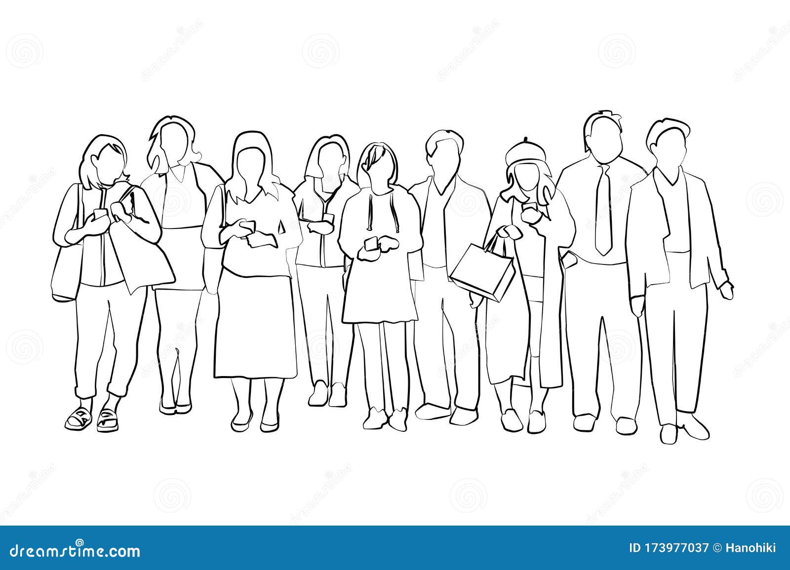 People Waiting Illustration or Drawing Vector Set Stock Vector ...