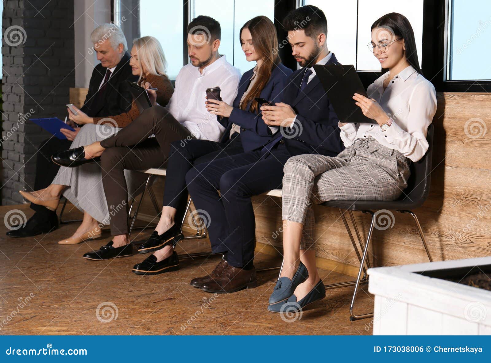 People Waiting for Job Interview in Hall Stock Photo - Image of human ...