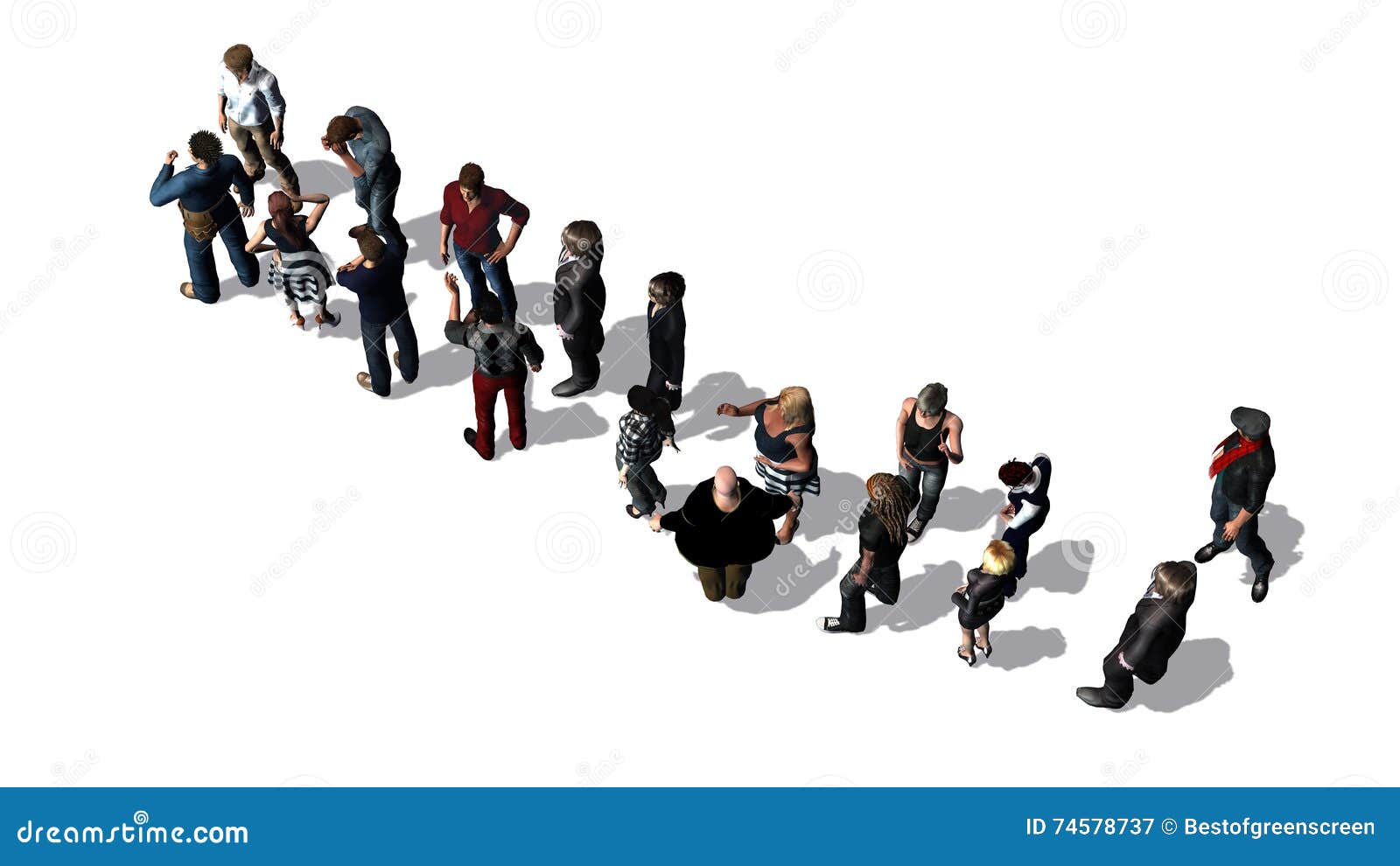 People Waiting in Line - Top View Isolated on White Background Stock ...