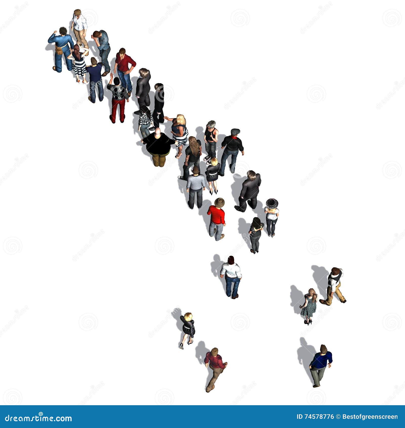 People Waiting in Line - Top View Isolated on White Background Stock ...
