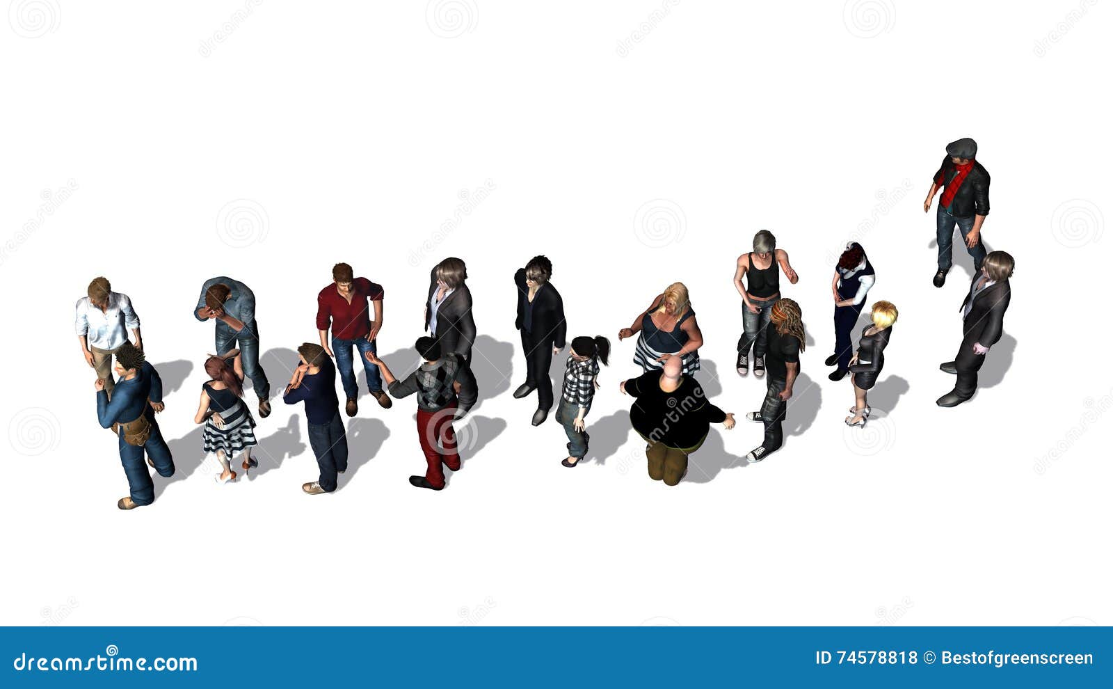 People Waiting in Line - Top View Isolated on White Background Stock ...