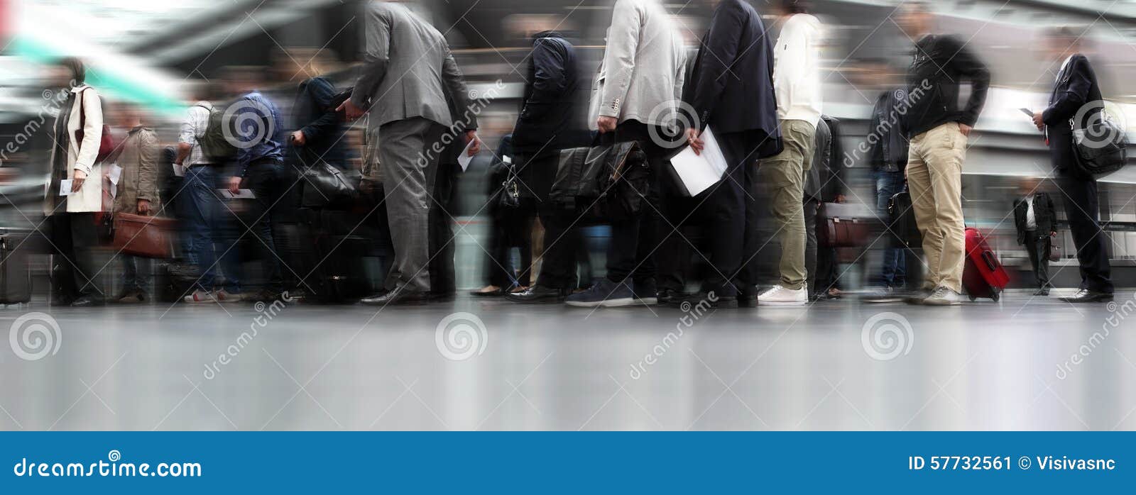 People Waiting in Line, Travellers in Queue Stock Image - Image of ...