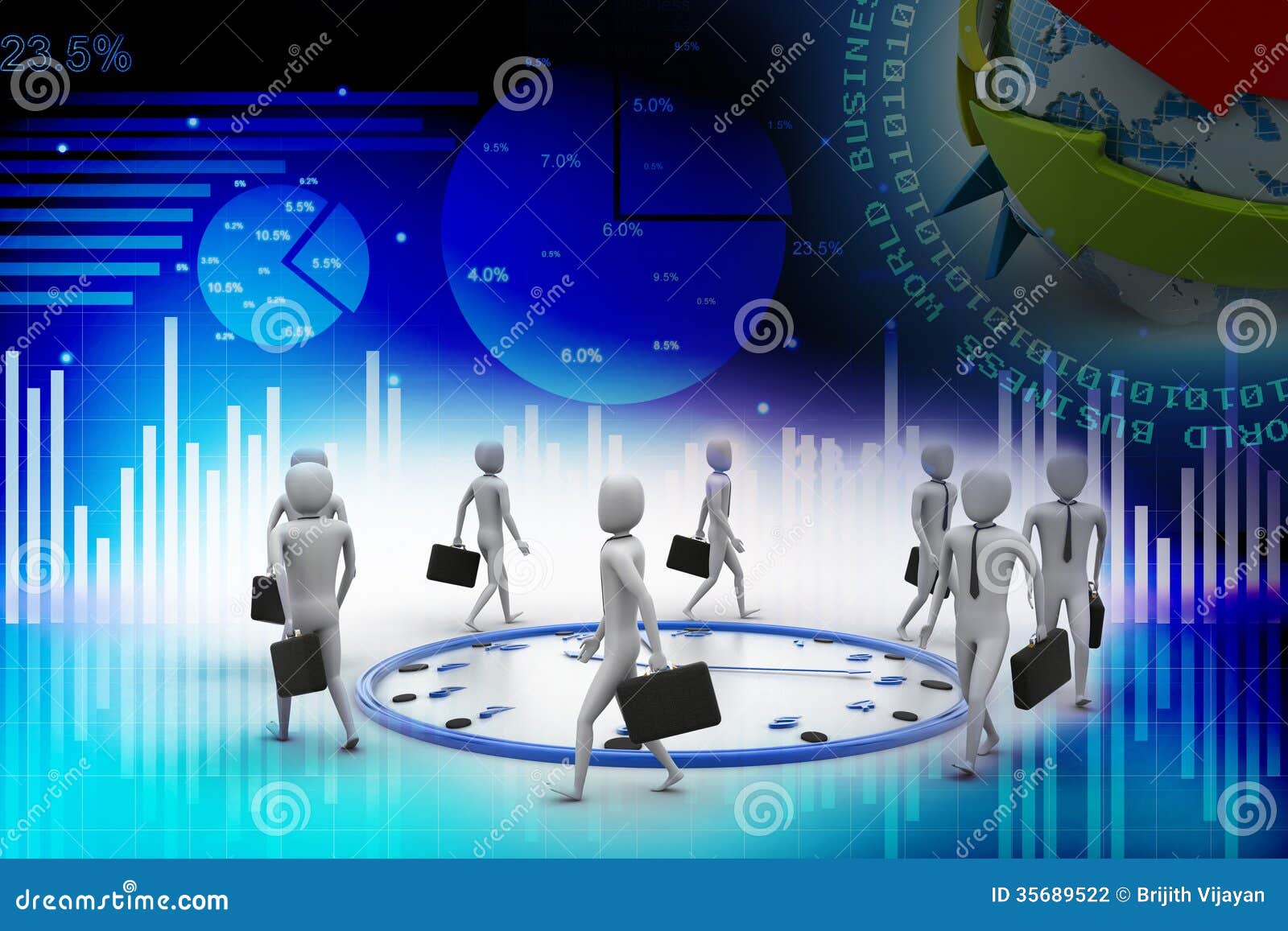 People Walk Around the Clock Stock Illustration - Illustration of ...