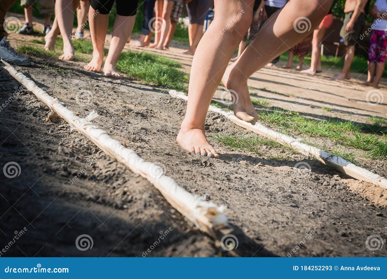 People are Running Barefoot on the Ground Stock Image - Image of ...